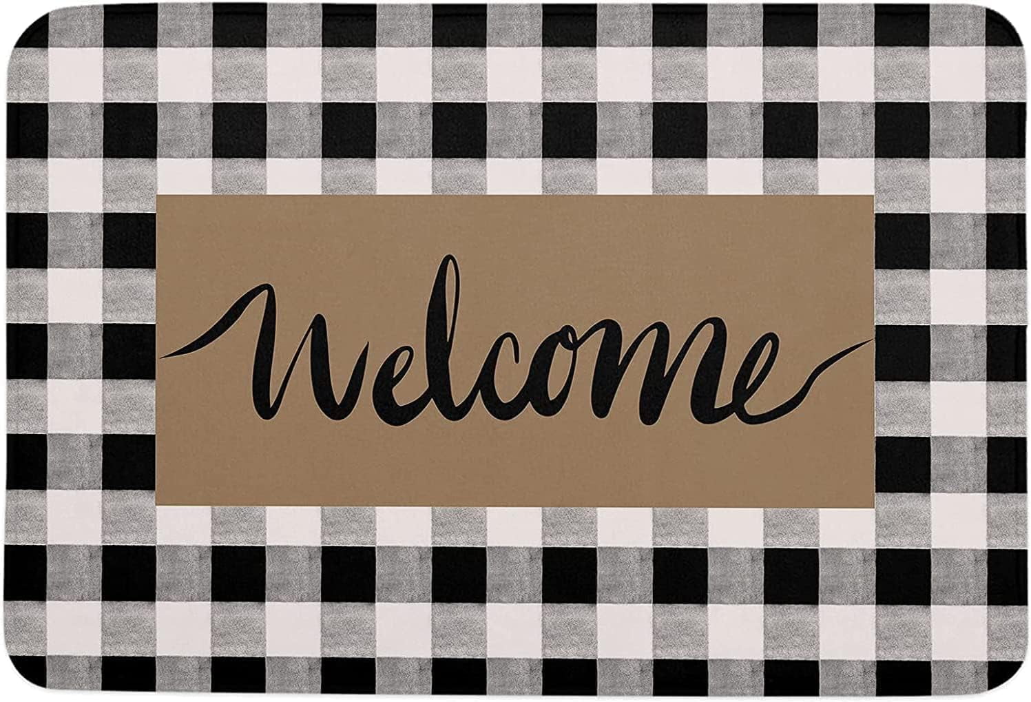 Welcome Mats for Front Door-Outdoor Indoor Kitchen Mat Retro Black and ...