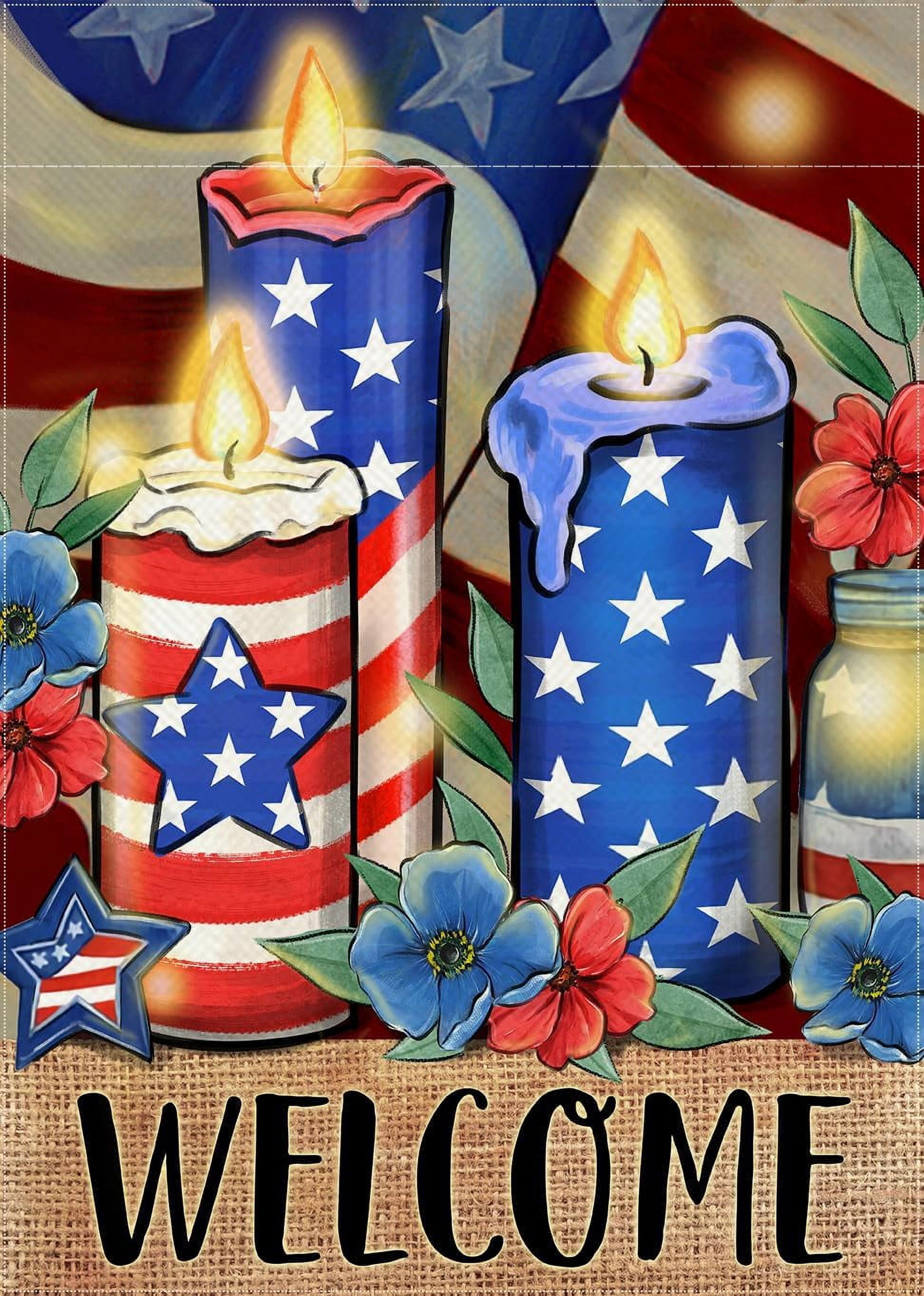 Welcome Memorial Day Candle Decorative Garden Flag, 4th of July ...