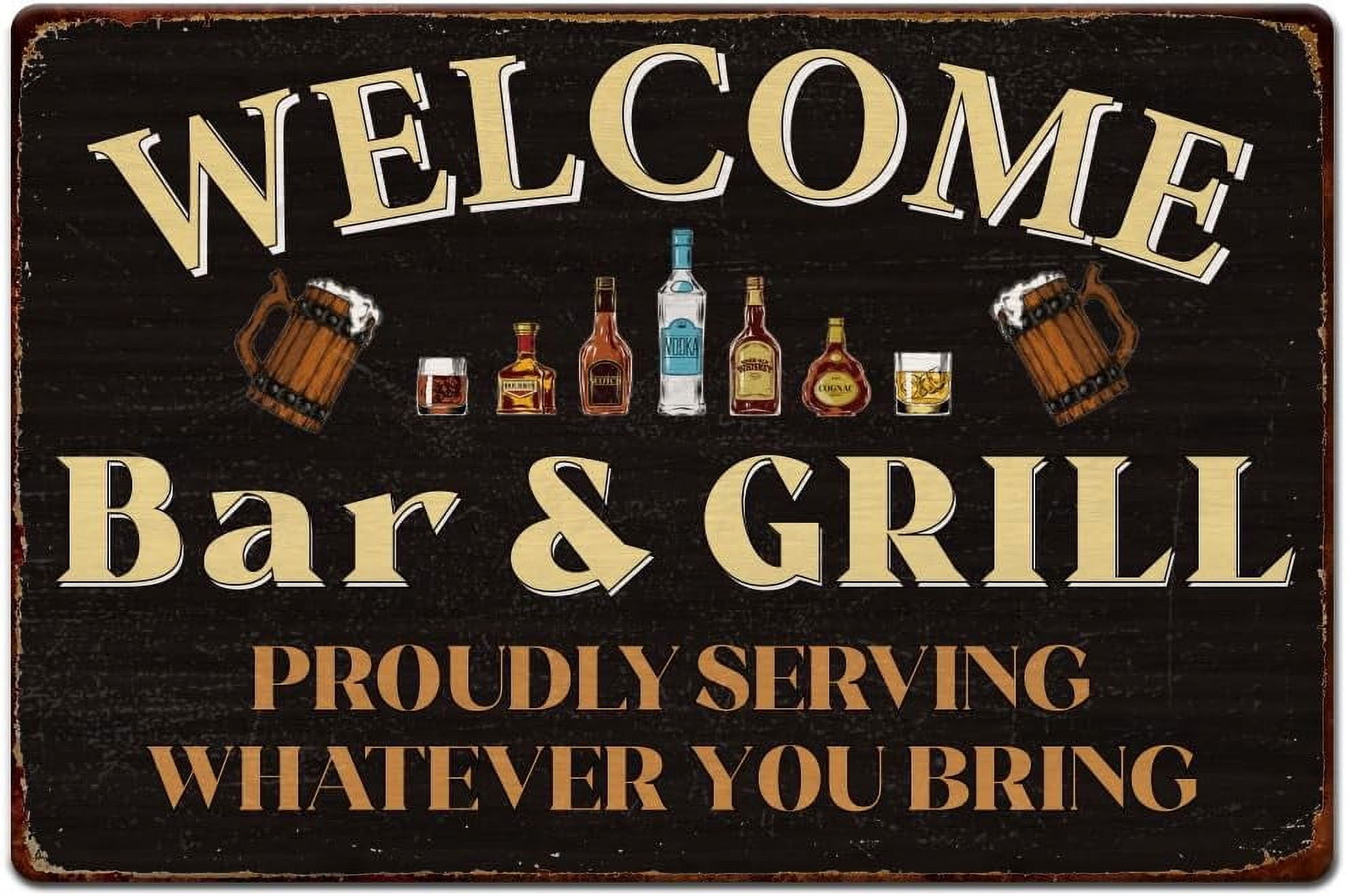Welcome Metal Tin Sign Bar Tin Sign Vintage Beer Signs Metal Cocktail ...
