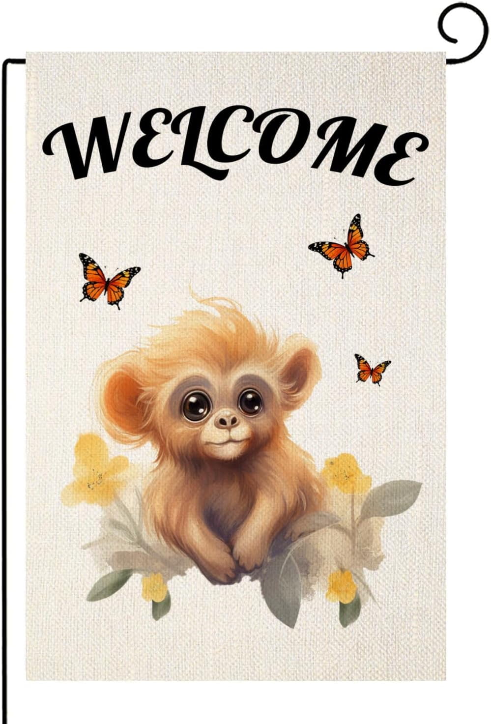 Welcome Monkey Butterflies Garden Flag 12 X 18 inch Vertical Double ...