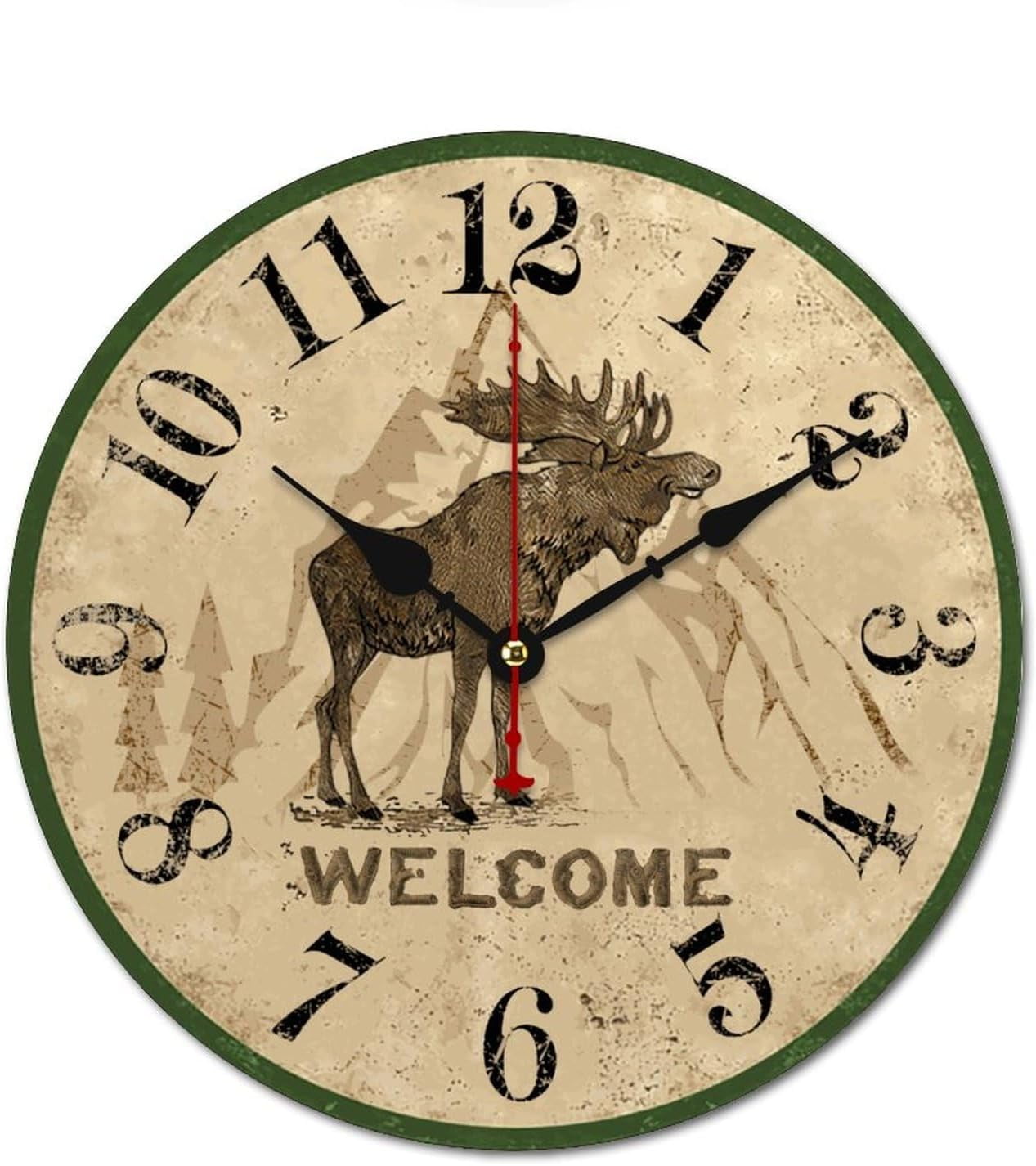 Welcome Moose Lodge Wall Clock Battery Operated Quartz Quiet School ...