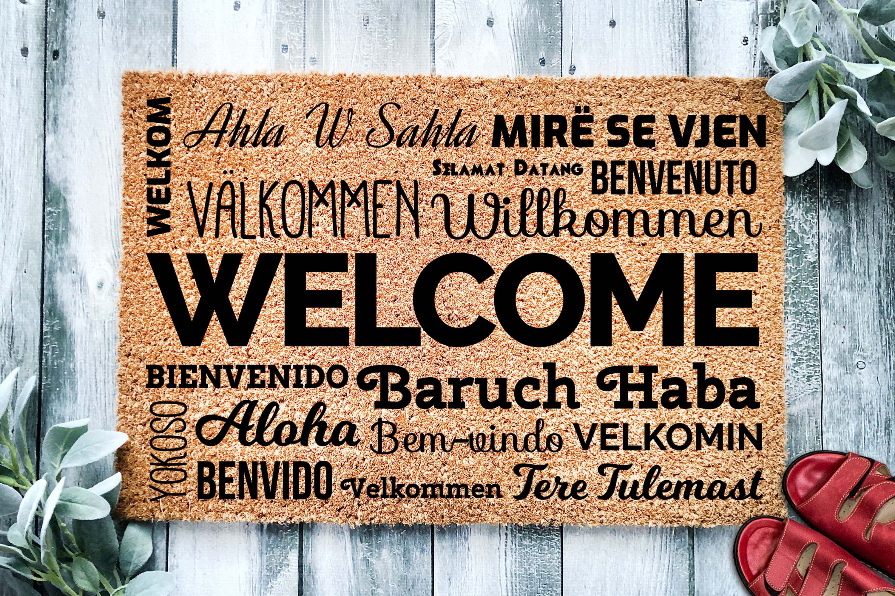 Welcome Multilingual Door Mat | Bienvenido Willkommen Aloha Doormat ...
