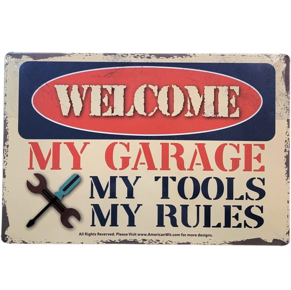 Welcome - My Garage My Tools My Rules - 8" x 12" Metal Tin Funny Bar ...