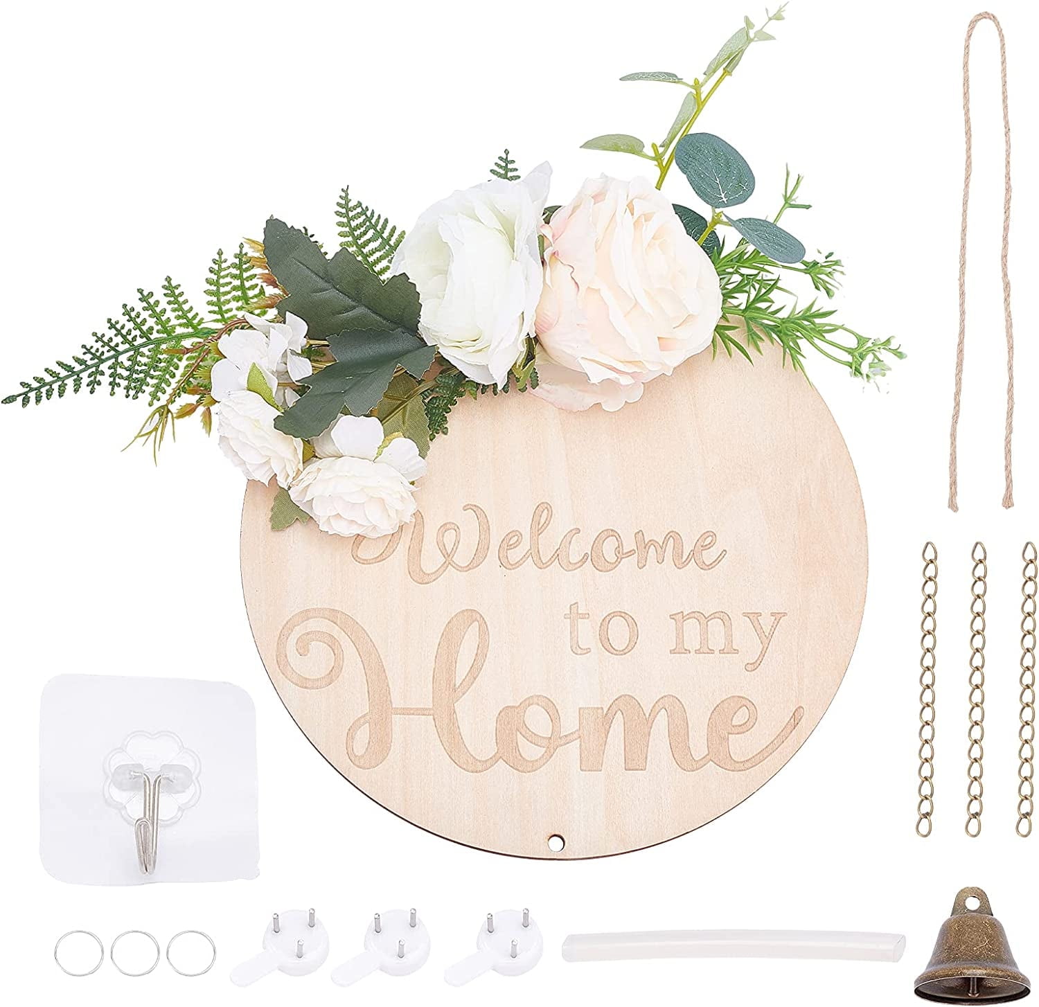 Welcome to My Home Welcome Sign Flat Round Natural Wooden Doorplate ...