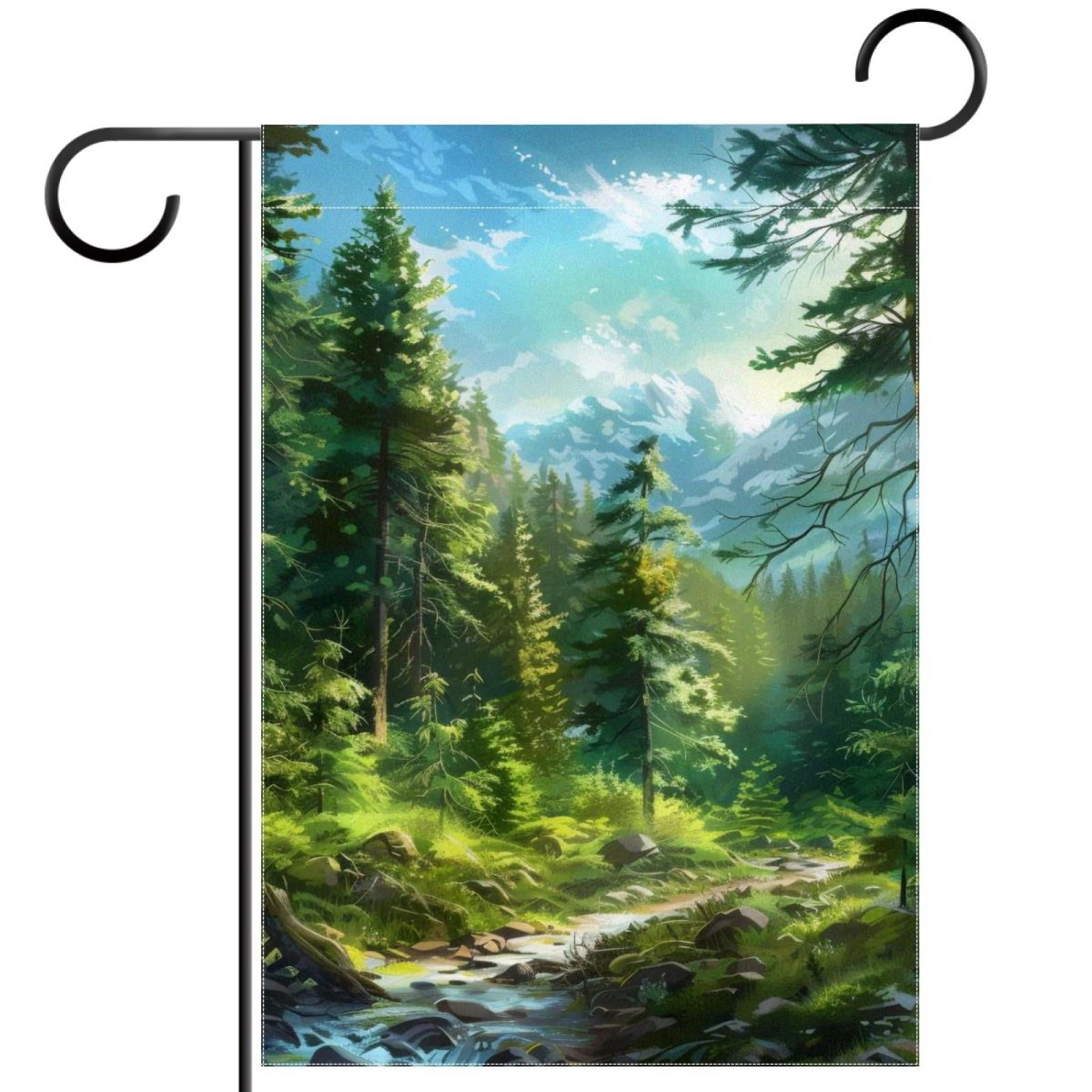 Welcome Natural Scenery Forest Garden Flag, Vertical Double Sided Small ...