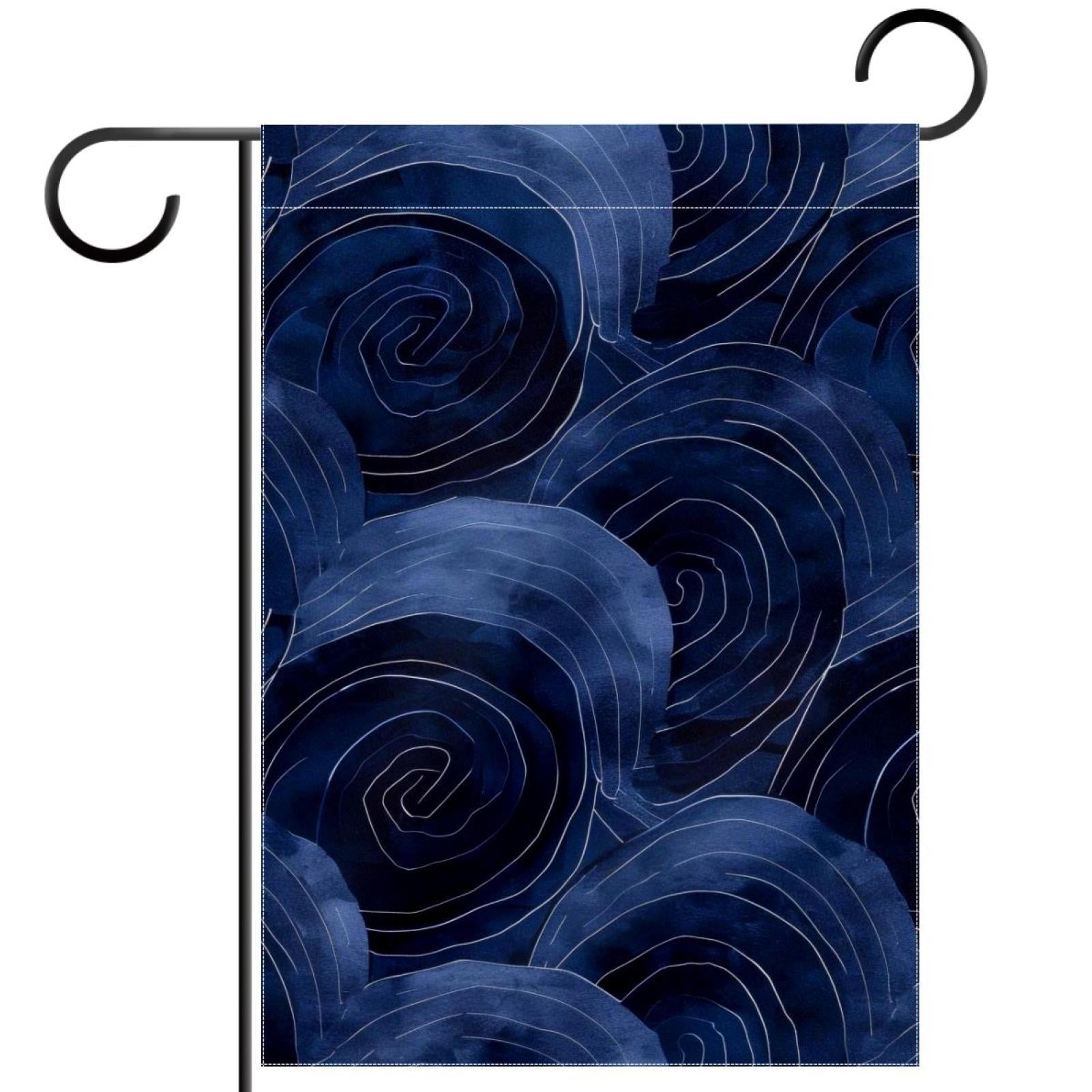 Welcome Navy Blue Swirl Pattern Garden Flag, Vertical Double Sided ...