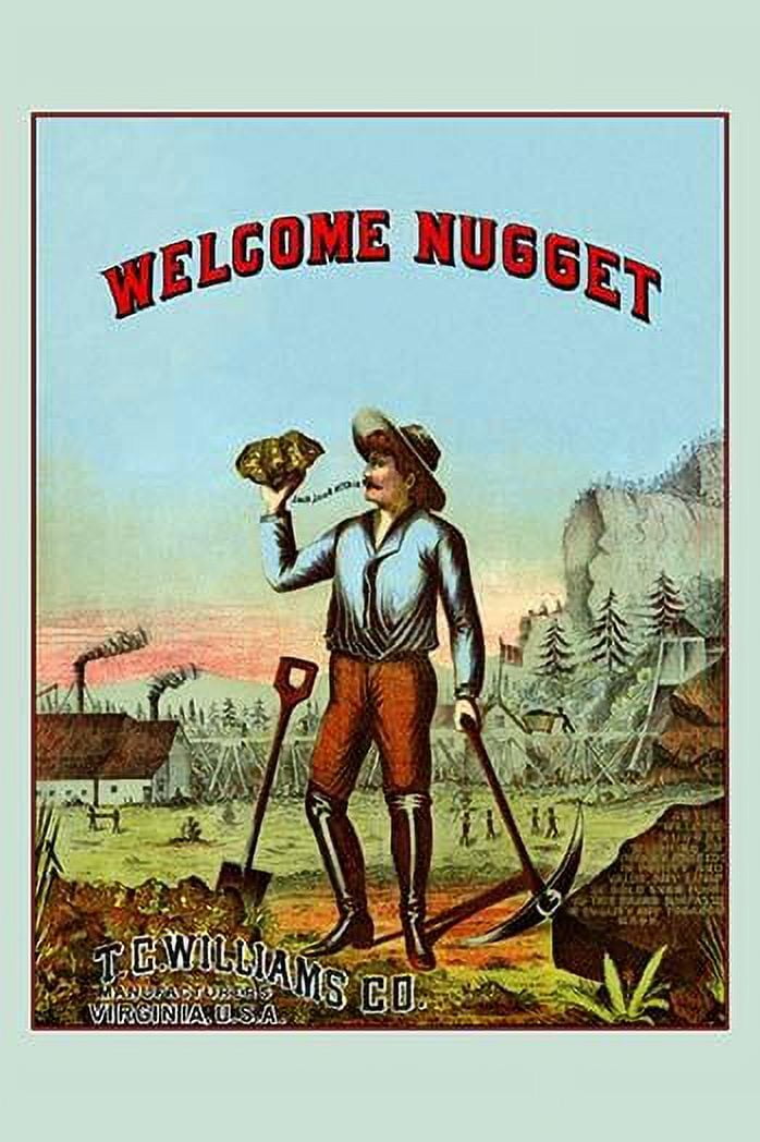 Welcome Nugget Tobacco Label- Fine Art Canvas Print (20" x 30 ...