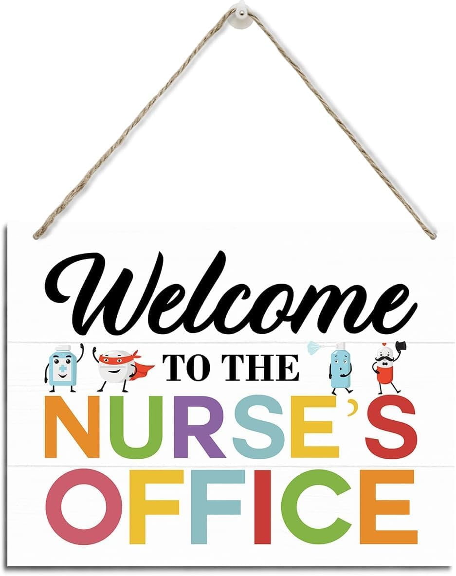 Welcome to Nurse's Office Hanging Wood Plaque Sign, Welcome Door Sign ...