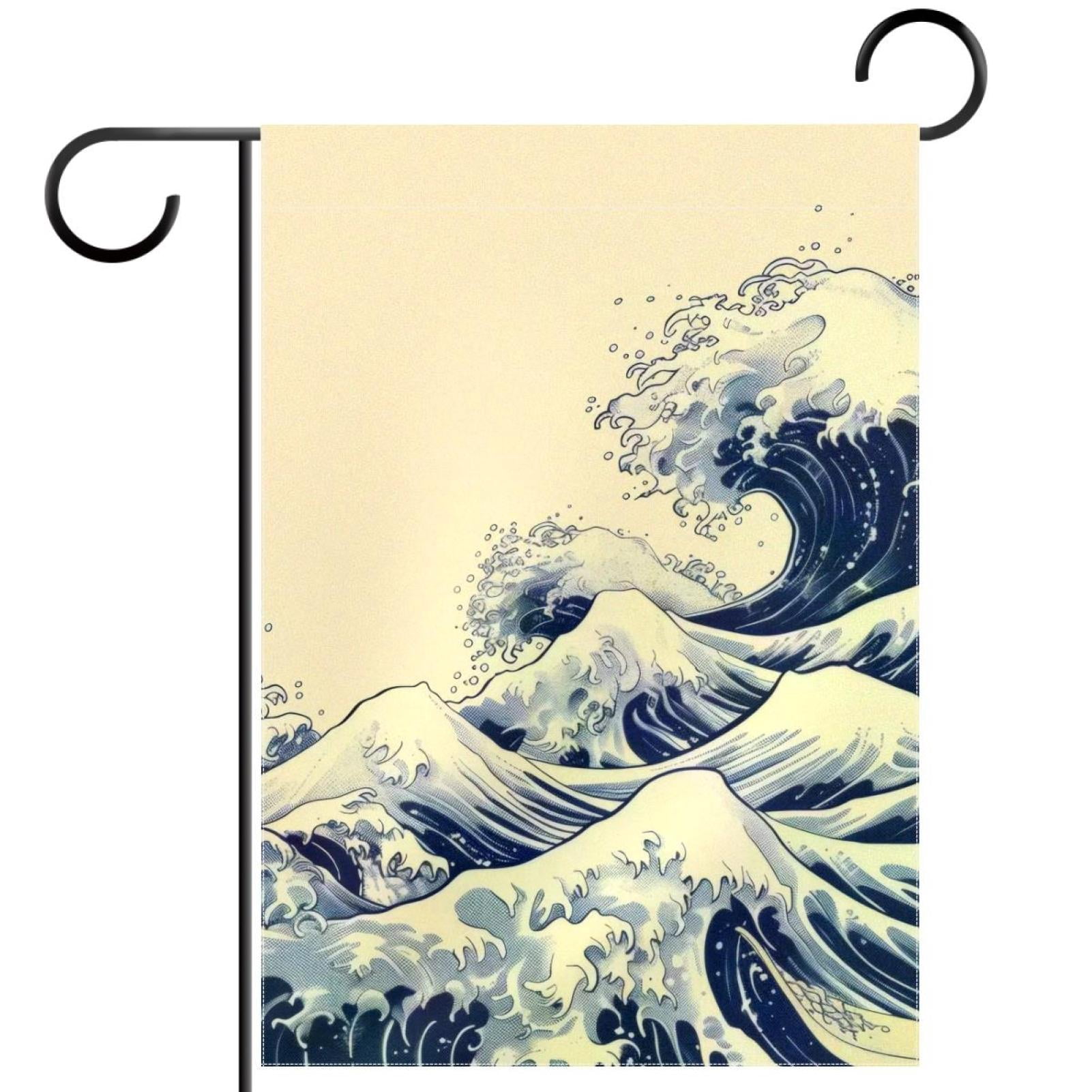 Welcome Ocean Waves Retro Style Garden Flag, Vertical Double Sided ...