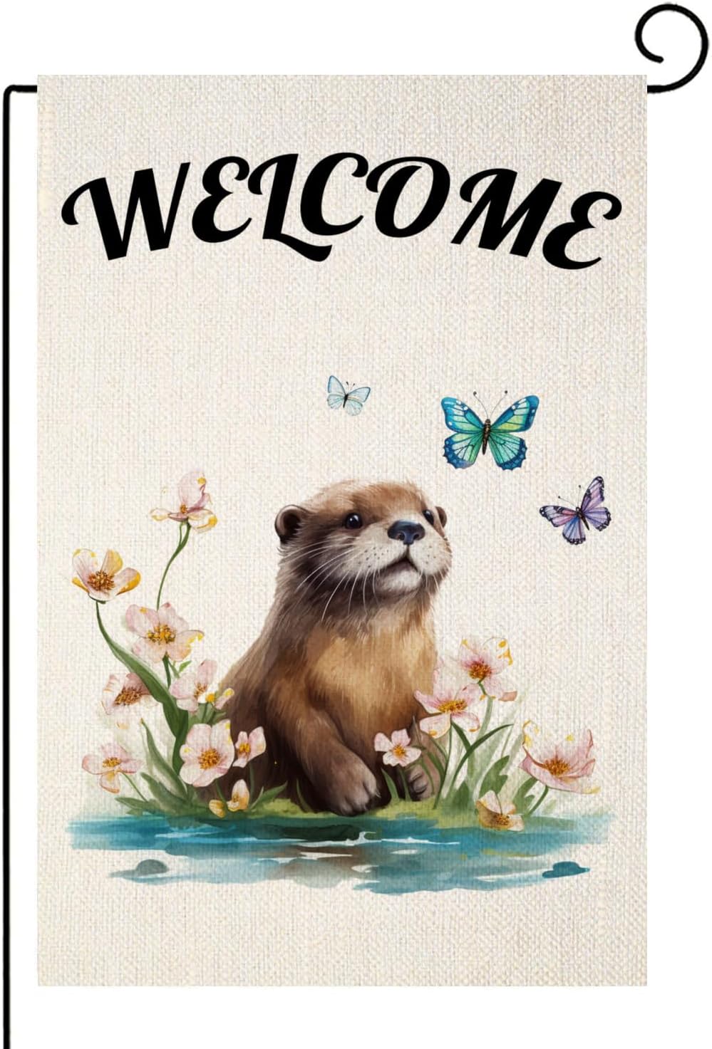 Welcome Otters Butterflies Garden Flag 12 X 18 inch Vertical Double ...