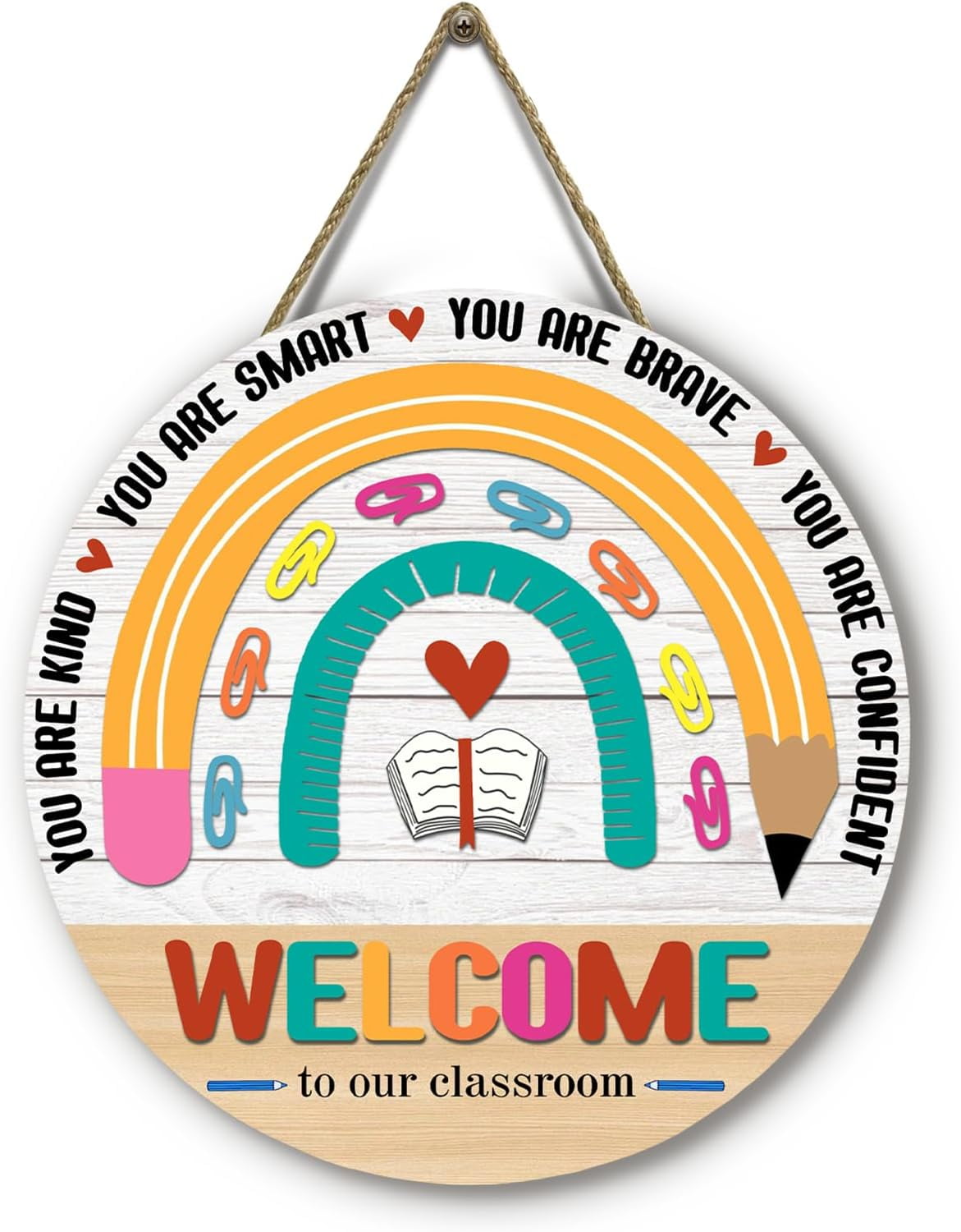 Welcome to Our Classroom Door Sign Round Wooden Welcome Back To School ...