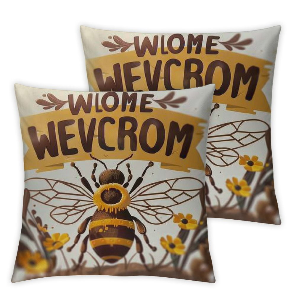 Welcome to Our Hive Funny Bumble Bee Throw Pillow Cover,Seasonal Spring ...