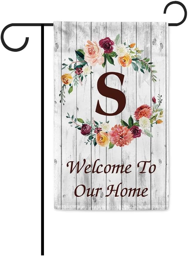 Welcome to Our Home Letter Garden Flag Hello Spring Summer Flowers ...