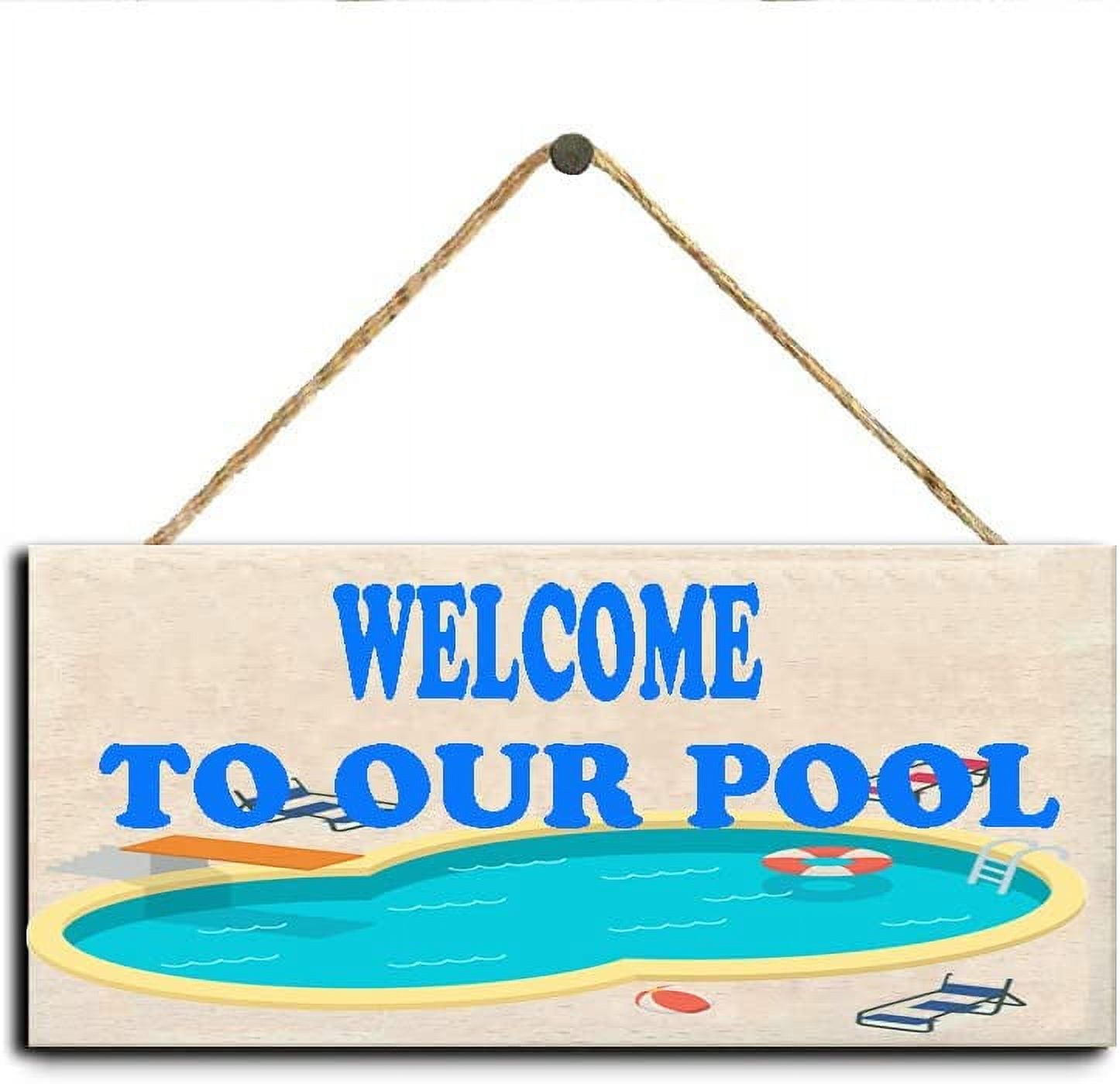 Welcome to Our Pool Wood Sign Hanging Vintage Style Sign with Street ...