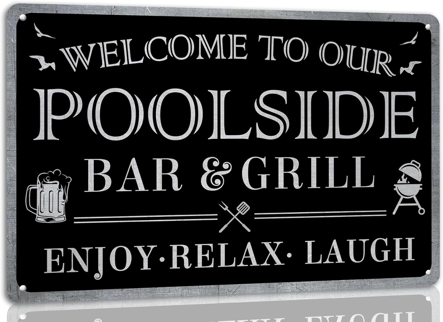 Welcome to Our Poolside Metal Tin Sign Bar & Grill Enjoy Relax Laugh ...
