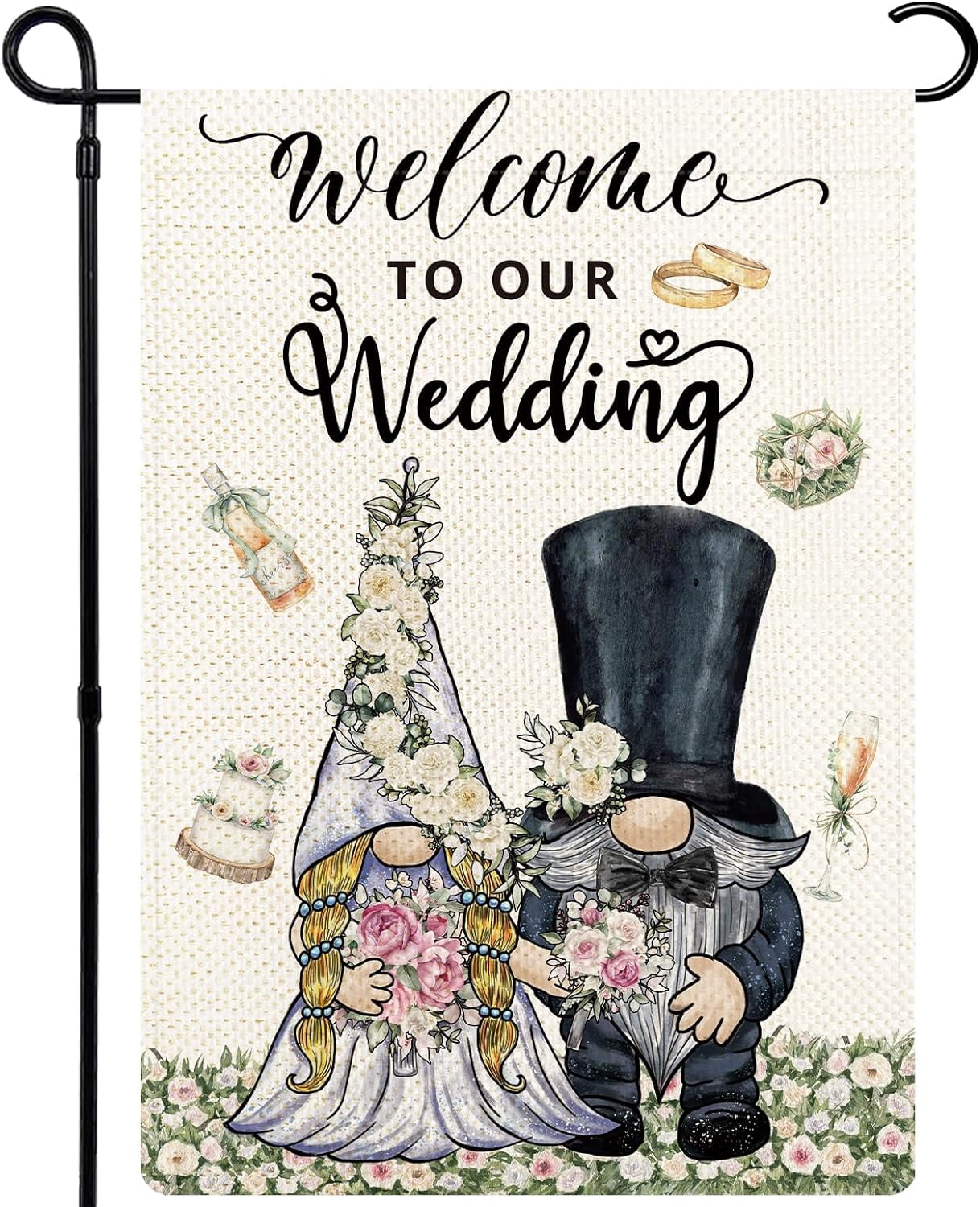 Welcome to Our Wedding Gnomes Garden Flag, Mr and Mrs Wedding Garden ...