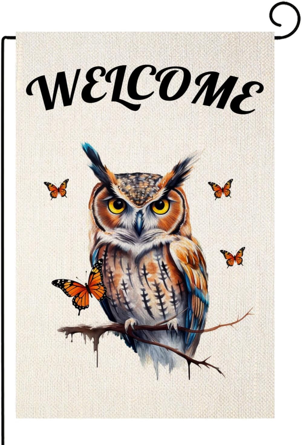 Welcome Owl Butterflies Garden Flag Vertical Double Sided Farmhouse ...
