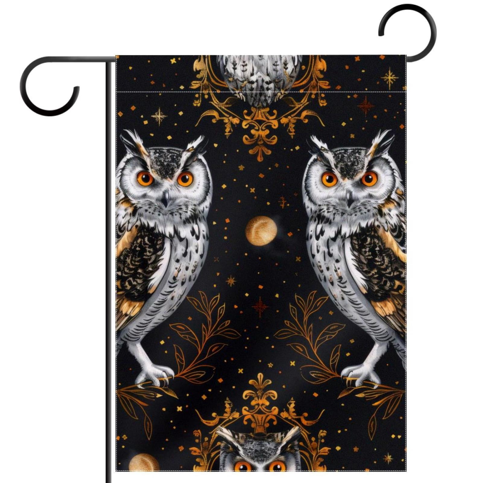 Welcome Owls Art Pattern Garden Flag, Vertical Double Sided Small House ...