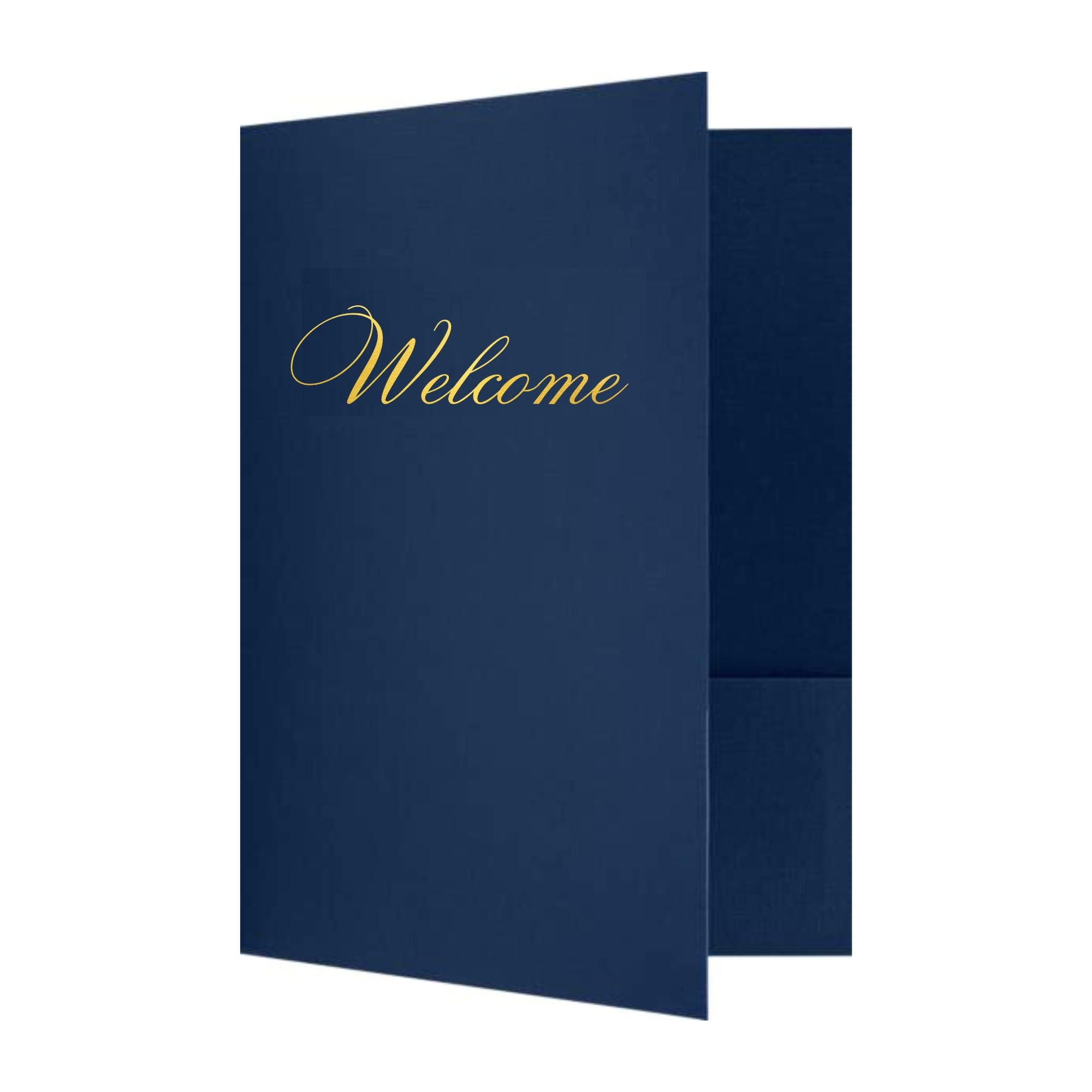 Welcome Packet Folders Dark Blue Linen Full Size with Two Pockets 25 pk ...