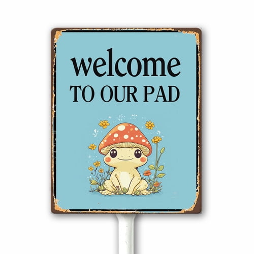 Welcome To Our Pad Funny Frog Garden Sign, Frog Lover Gift, Vintage ...