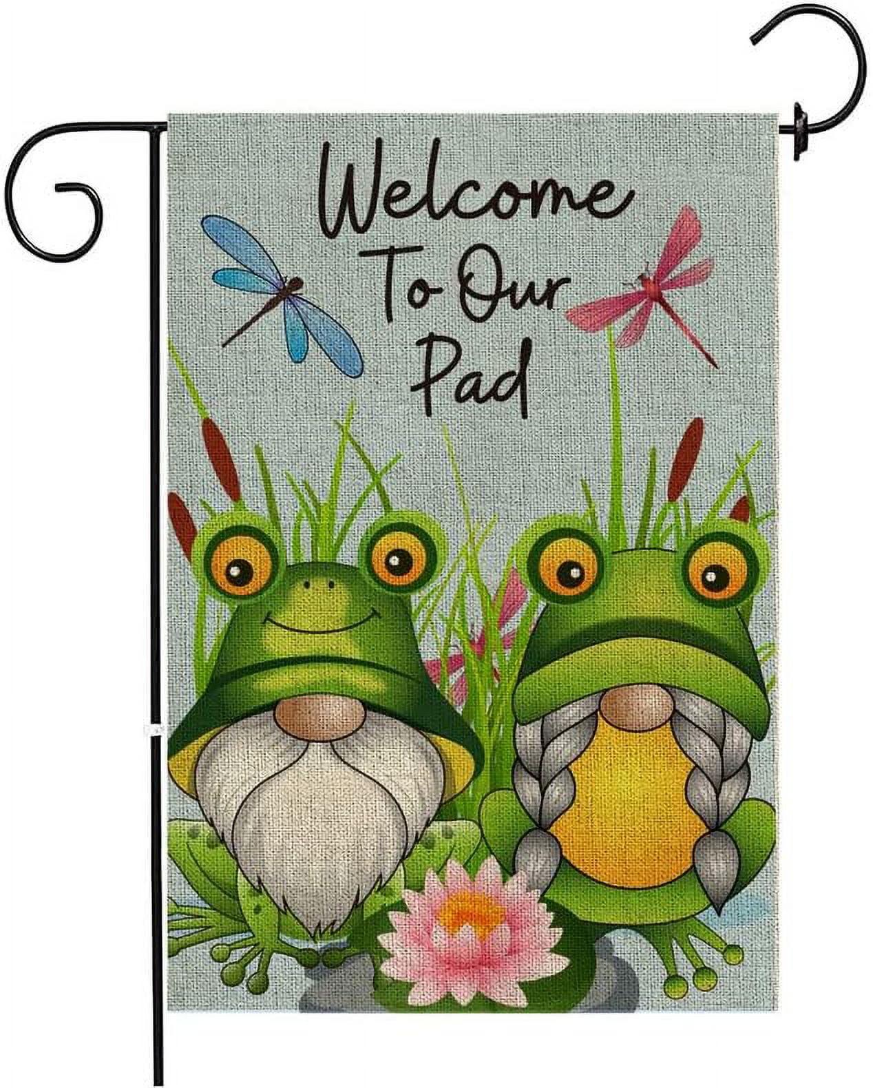 Welcome to My Pad Garden Flag Vertical Double Sided, Frog Theme Garden ...