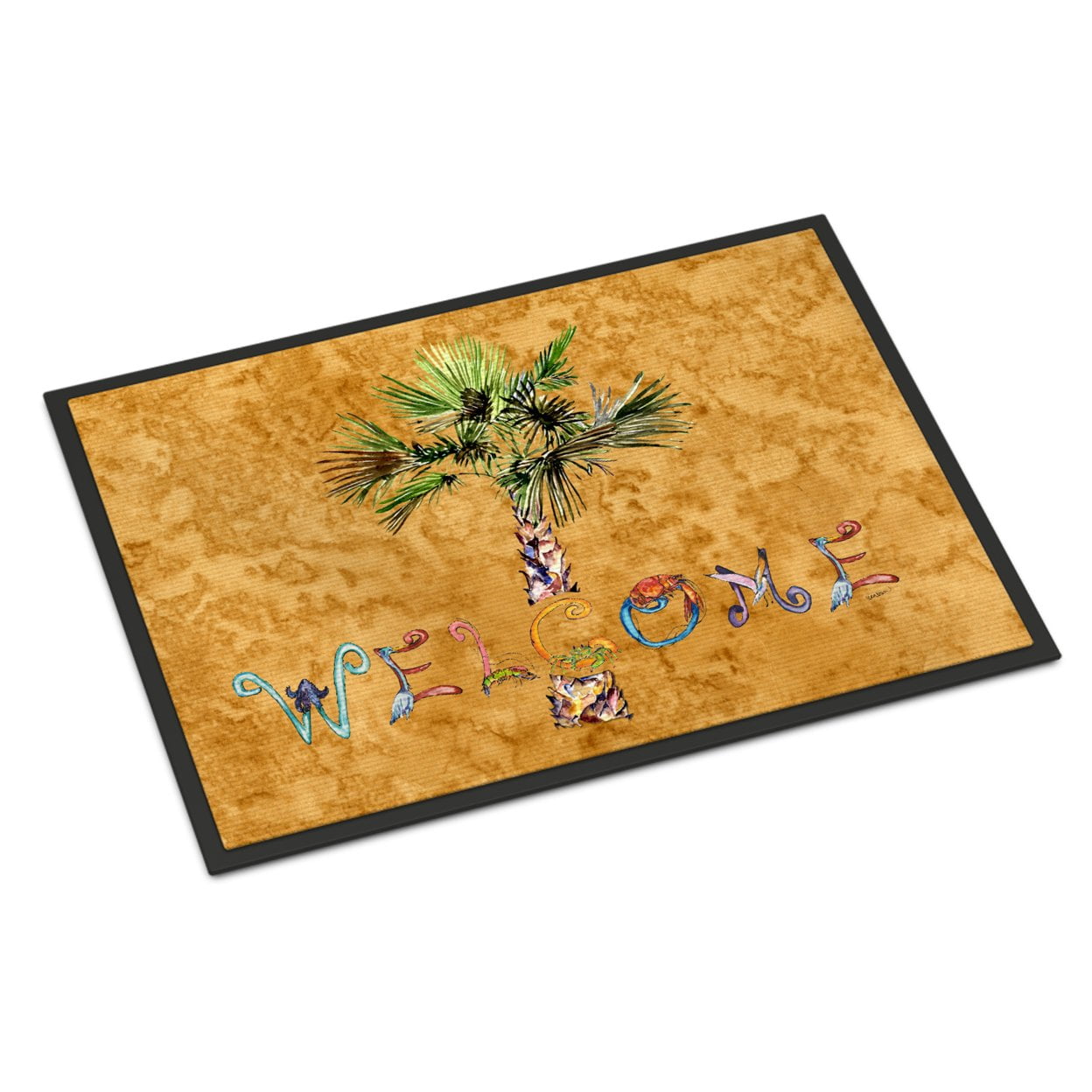 Welcome Palm Tree on Gold Doormat 24x36 - Walmart.com