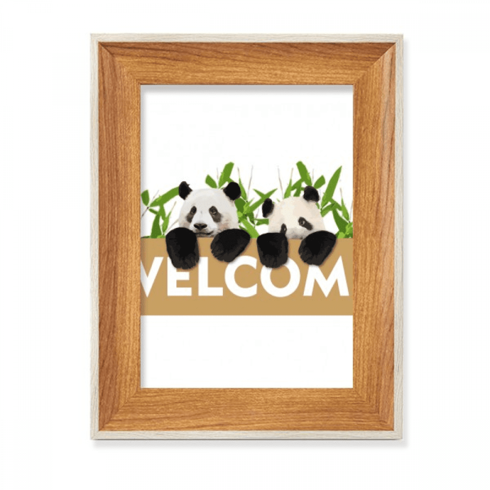 Welcome Panda Host Show Desktop Wooden Photo Frame Display Picture Art ...