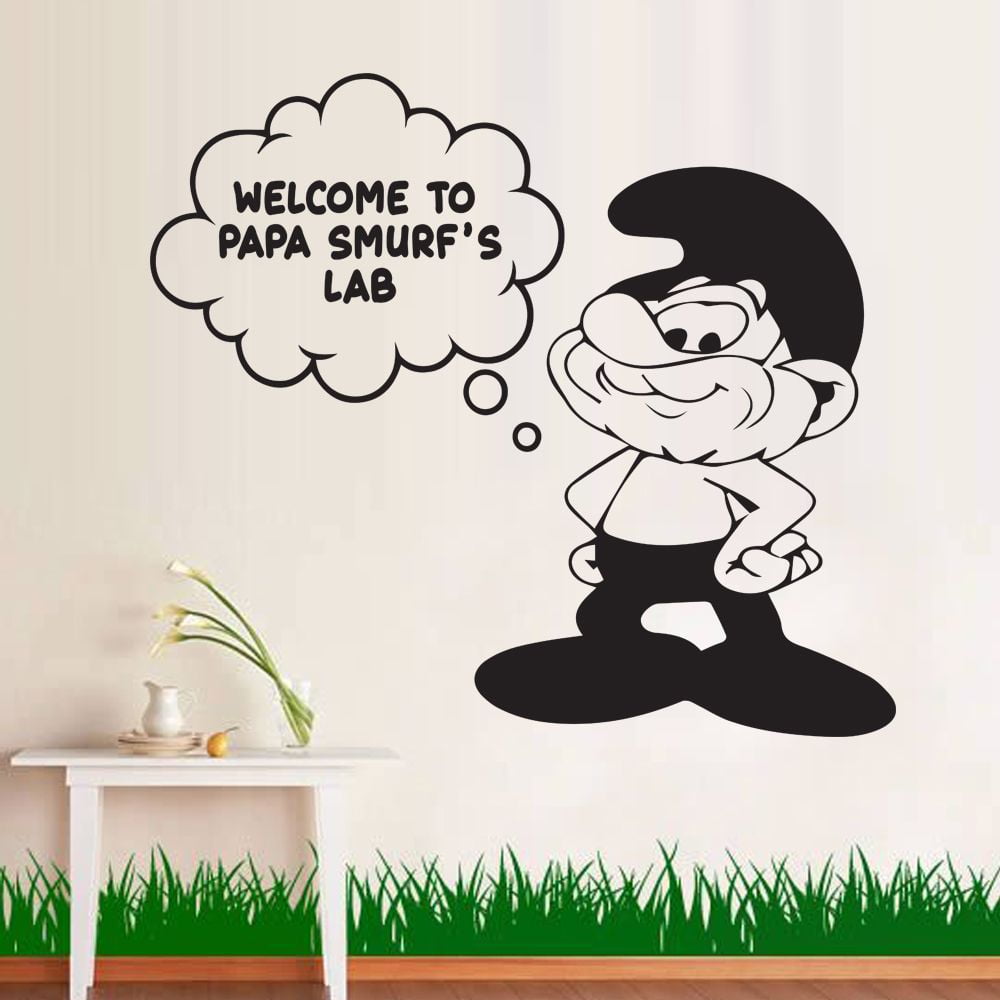Welcome To Papa Smurf's Lab Smurf Cartoon Smurfs Wall Sticker Art Decal ...