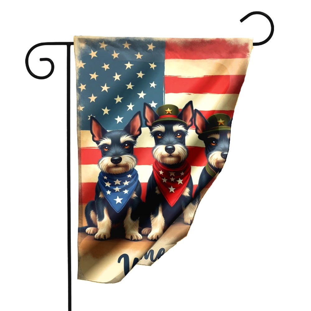 Welcome Patriotic Garden Flag with Dogs Double Sided Polyester ...
