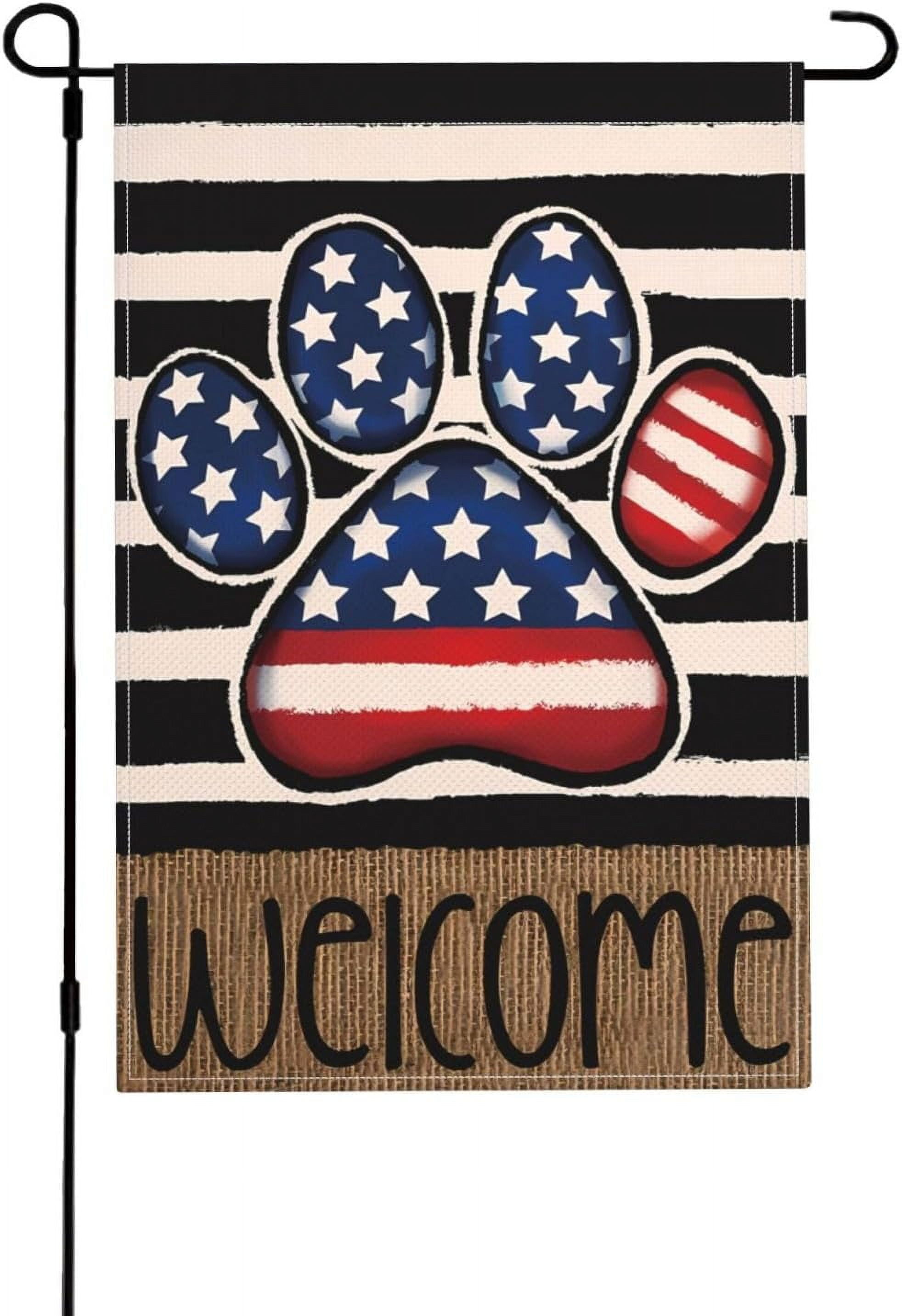 Welcome Patriotic Paw Garden Flags 4th of July Outdoor Garden Flag ...