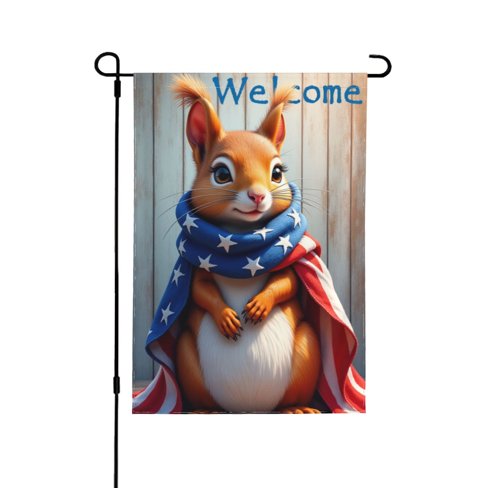 Welcome Patriotic Squirrel Garden Flag 12x18 Inch DoubleSided American ...