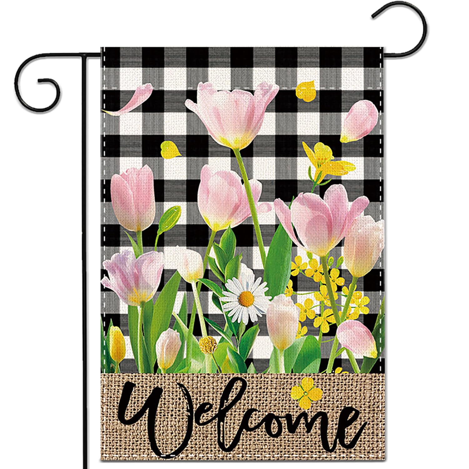 Welcome Pink Floral Garden Flag with Pink Daisy Flowers for Outside ...