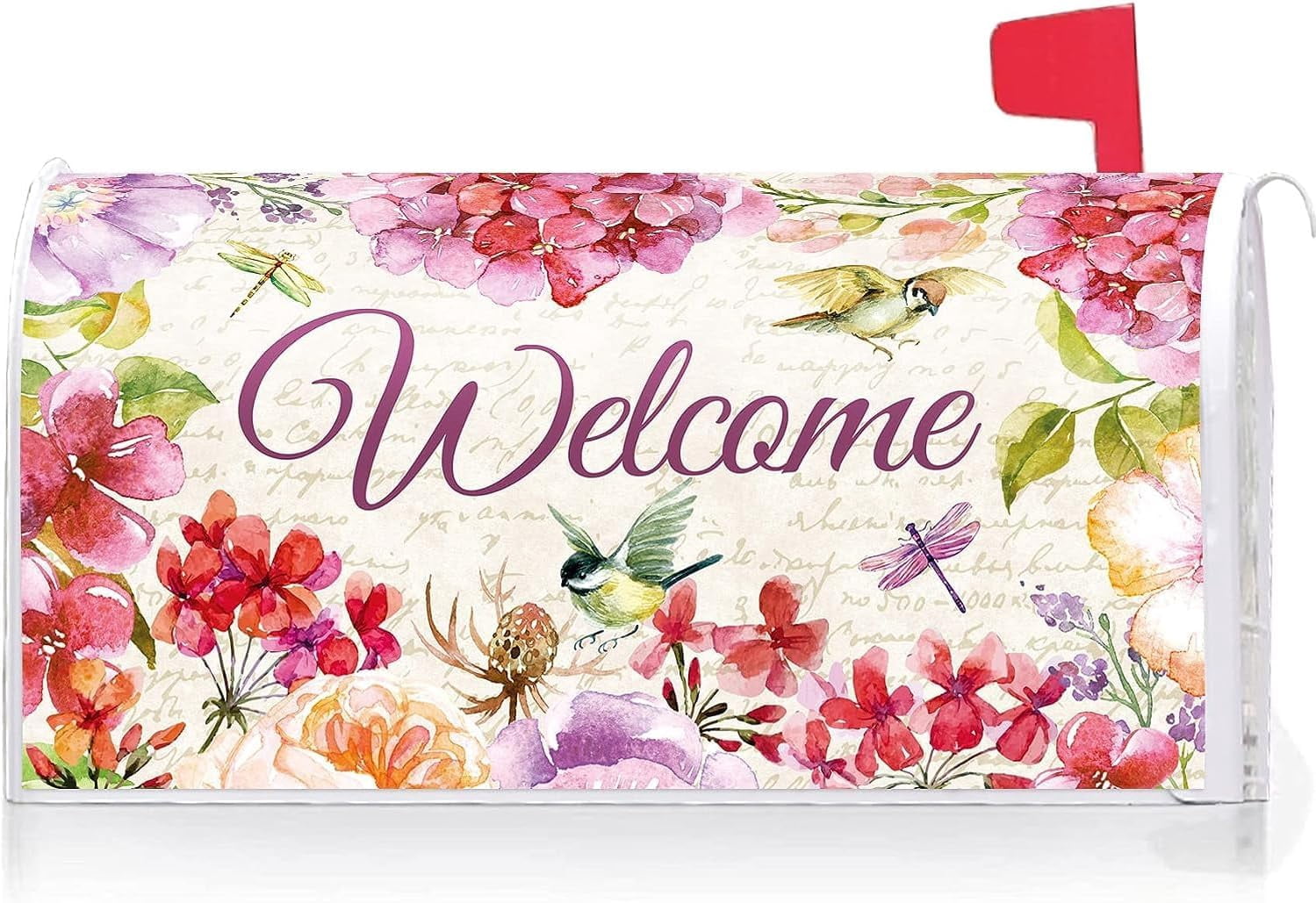 Welcome Pink Flower Mailbox Covers Magnetic Post Box Cover Wraps ...