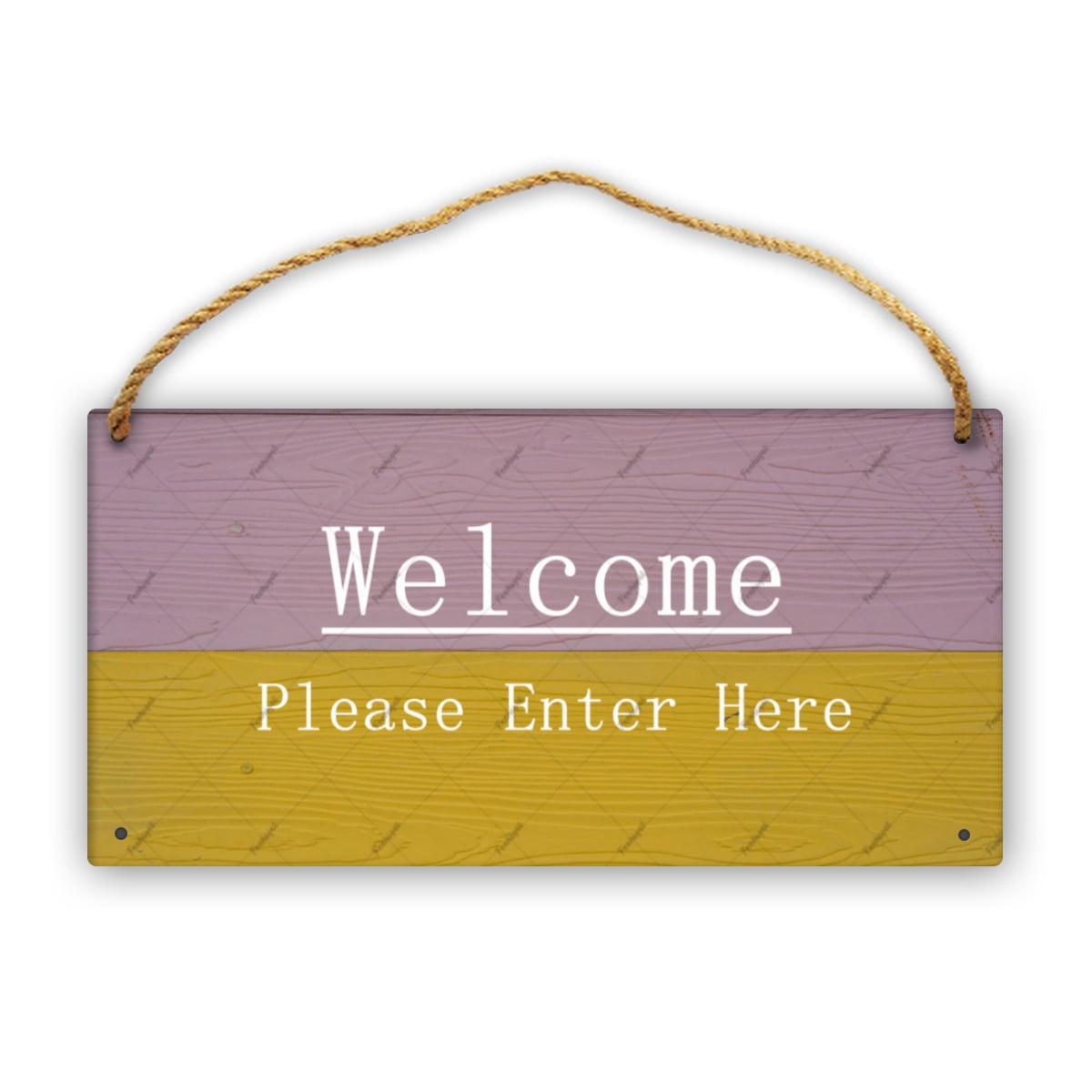 Welcome Please Enter Here Printed Wood Wall Art Sign, Hanging Wood Sign ...