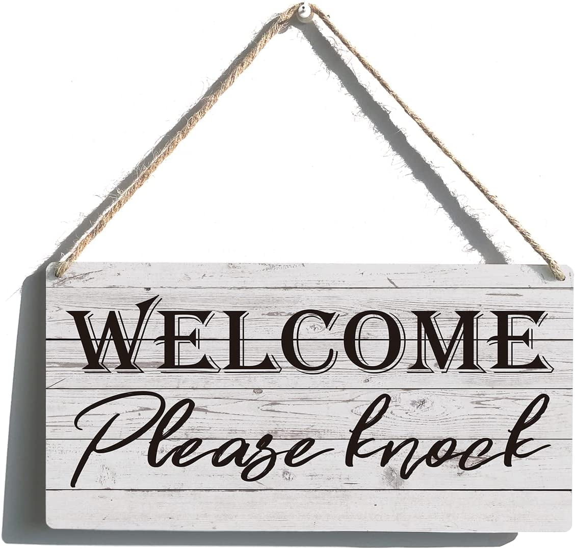 Welcome Please Knock Sign Farmhouse Knock Door Wooden Hanging Sign ...