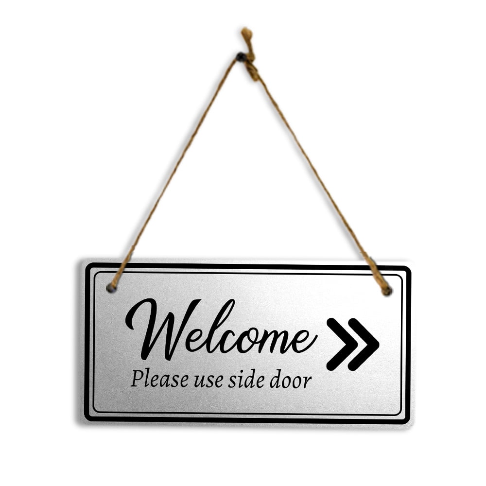 Welcome Please Use Side Door 5x10 Hanging Plus Wall or Door Sign | Cafe ...