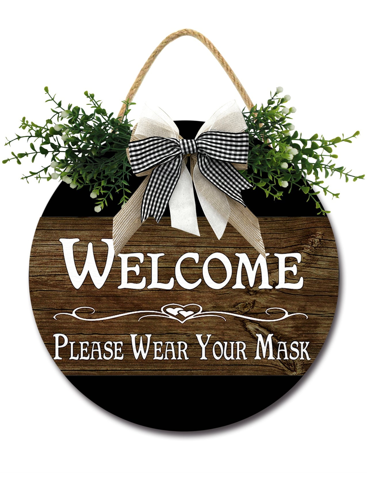 Welcome Please Wear Your Mask Front Door Sign Funny Wreaths Hanging ...