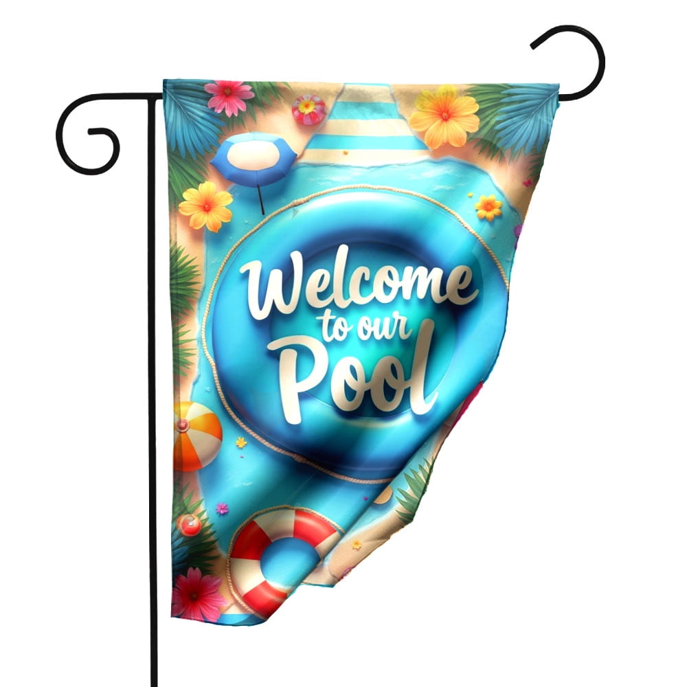 Welcome to Our Pool Garden Flag 12.5x18 Inch Double Sided Polyester ...