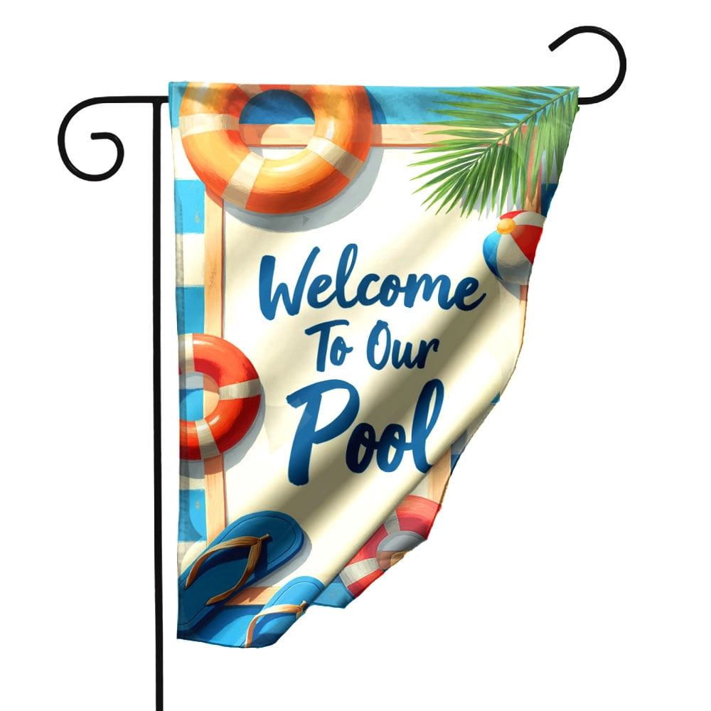 Welcome To Our Pool Garden Flag Double Sided Polyester Summer Decor ...