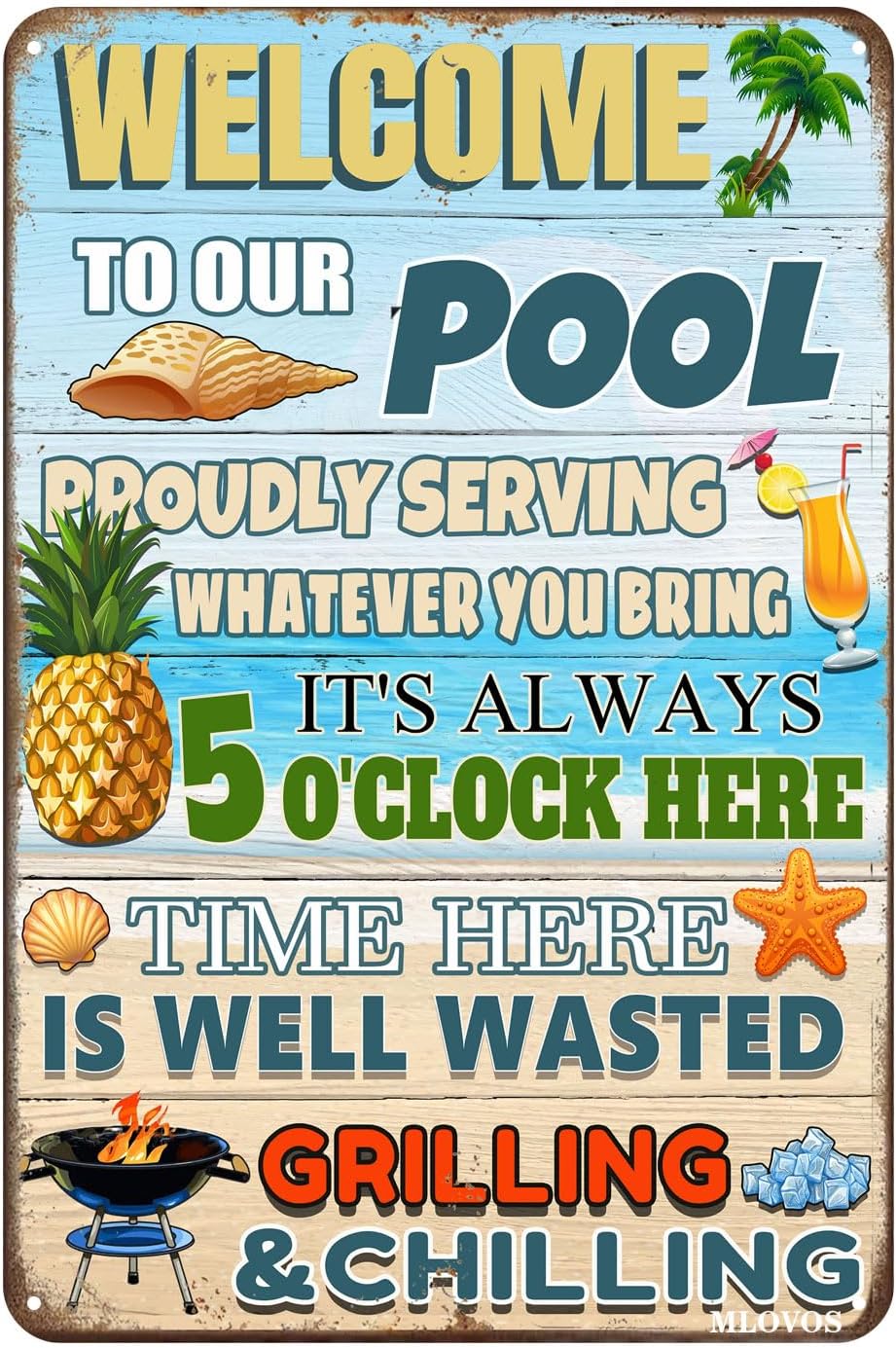 Welcome To Our Pool Signs Proudly Serving Whatever You Bring Retro Tin ...