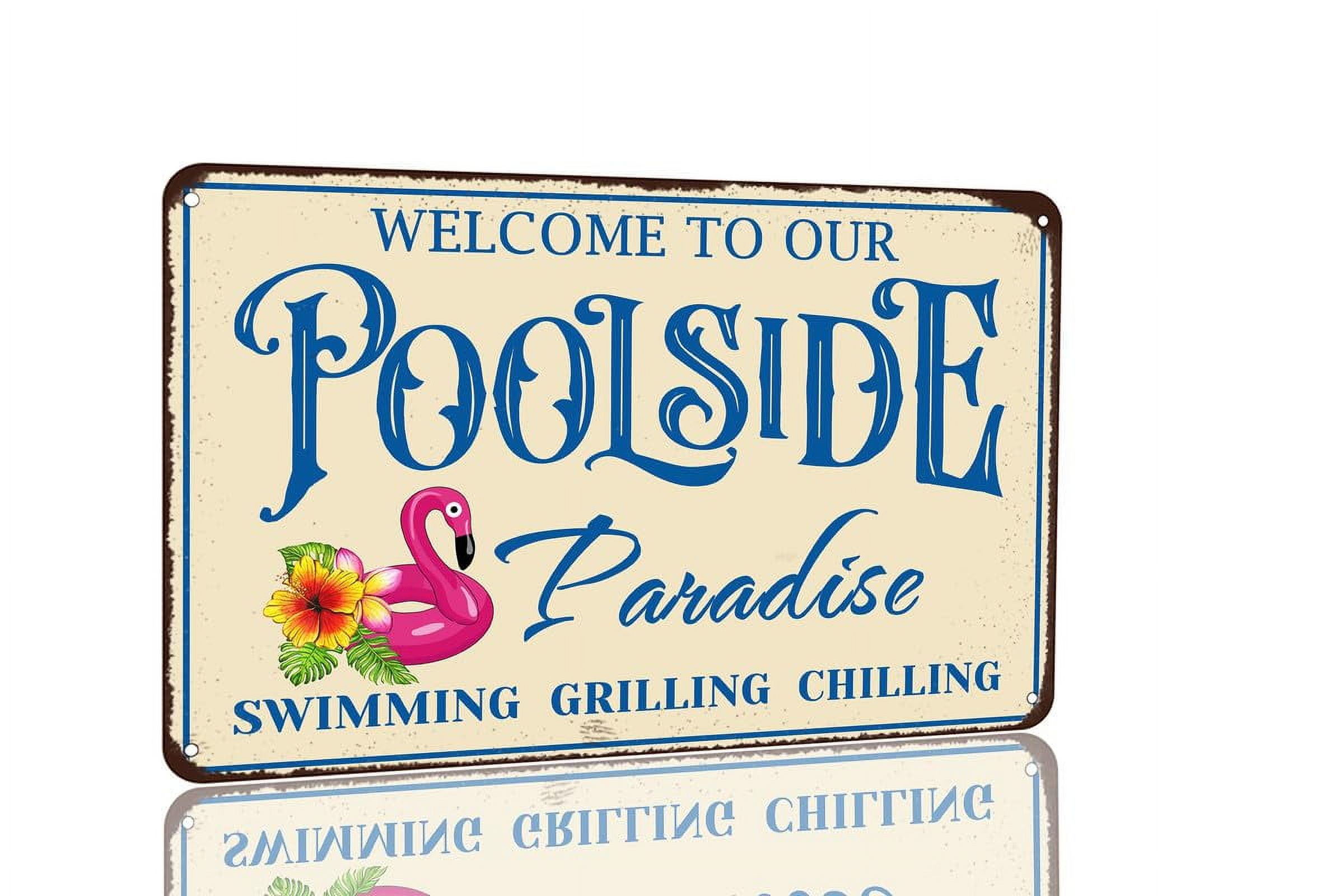 Welcome to Our Poolside Paradise Metal Sign Vintage Retro Pool Poster ...