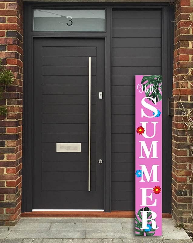 Welcome Porch Sign Wood Vertical Hello Summer Sign 48Inch Big Summer ...
