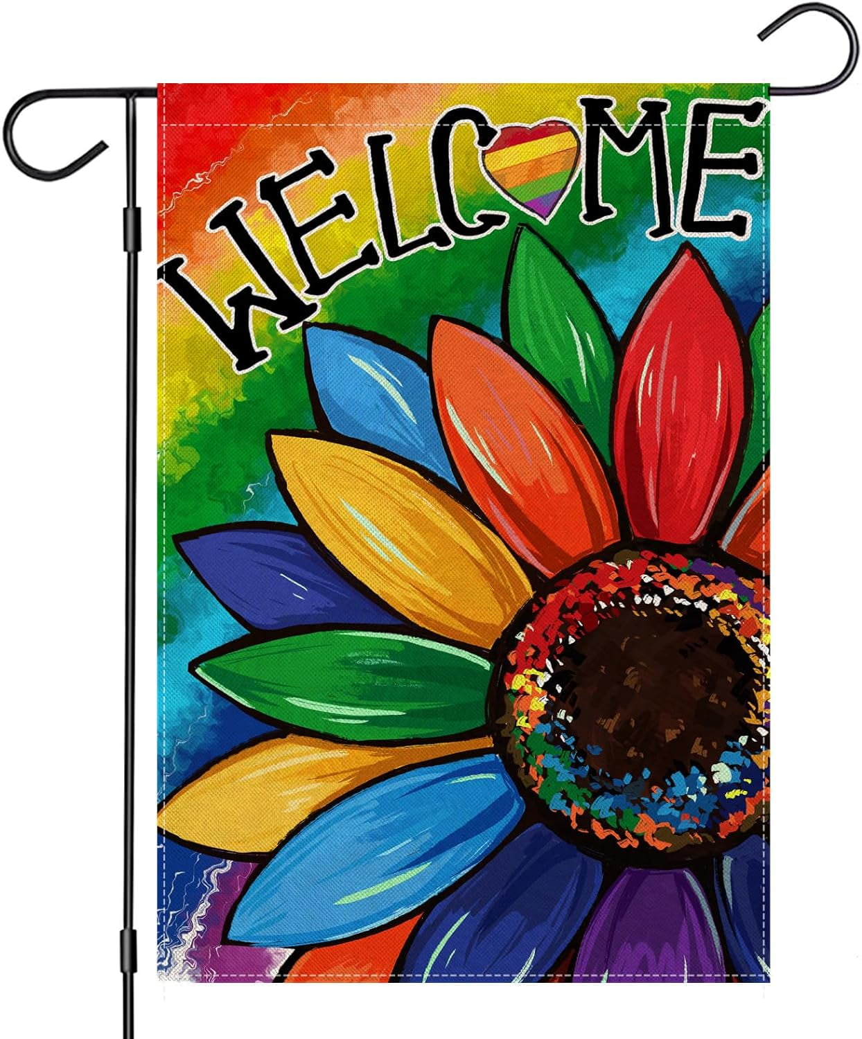 Welcome Pride Garden Flags for Outside, Watercolor Daisy Pride Gay ...