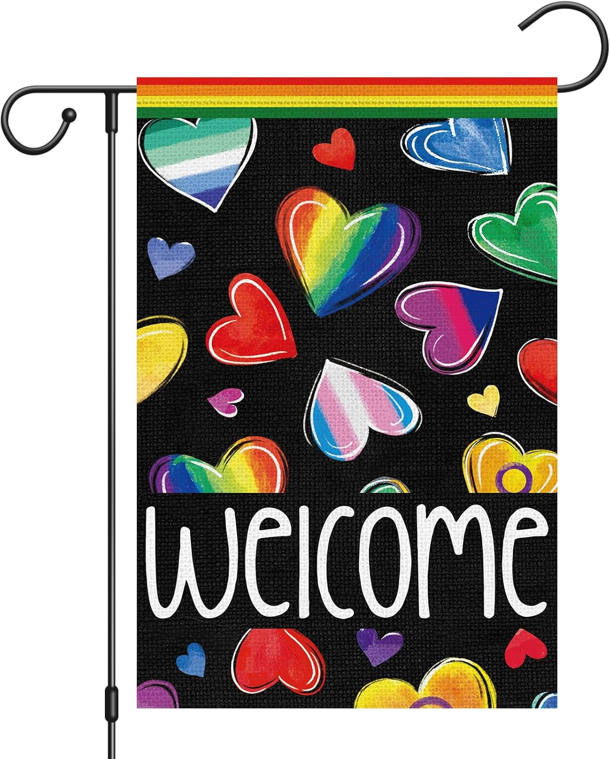 Welcome Pride Month Garden Flag 12x18 Double Sided Polyester, Rainbow ...