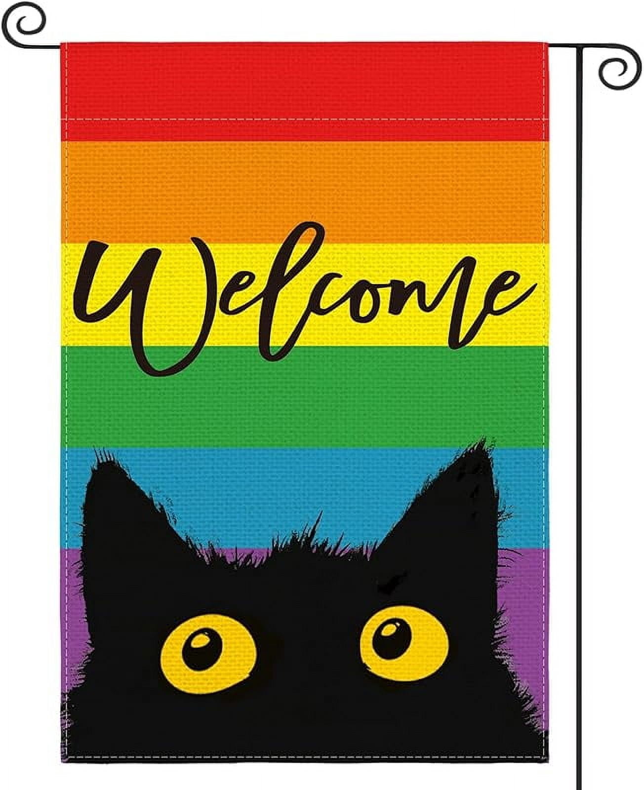 AVOIN colorlife Welcome LGBTQ Pride Parade Rainbow Cat Garden Flag ...