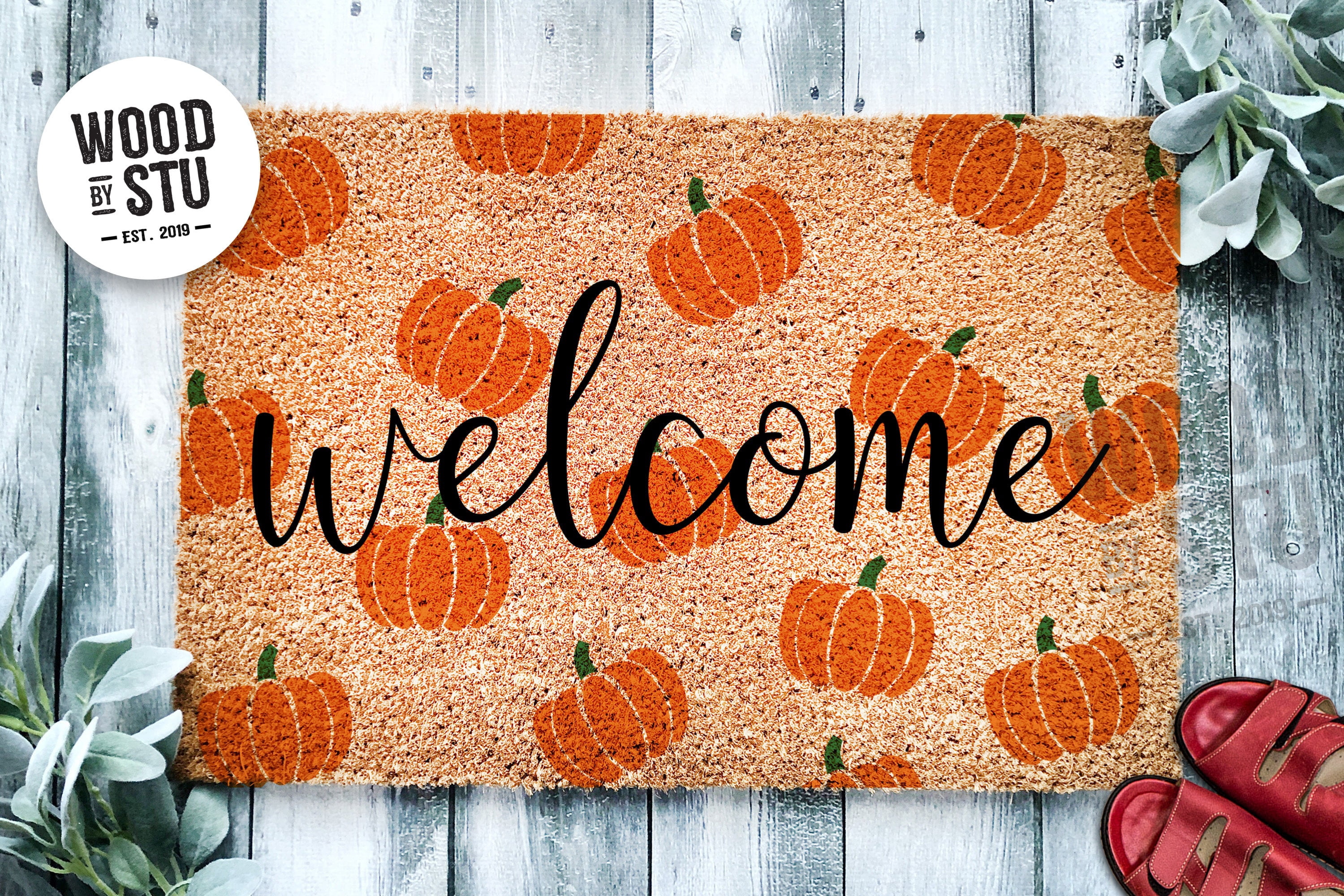 Welcome Pumpkin Pattern Door Mat | Fall Doormat | Welcome Mat | Cute ...