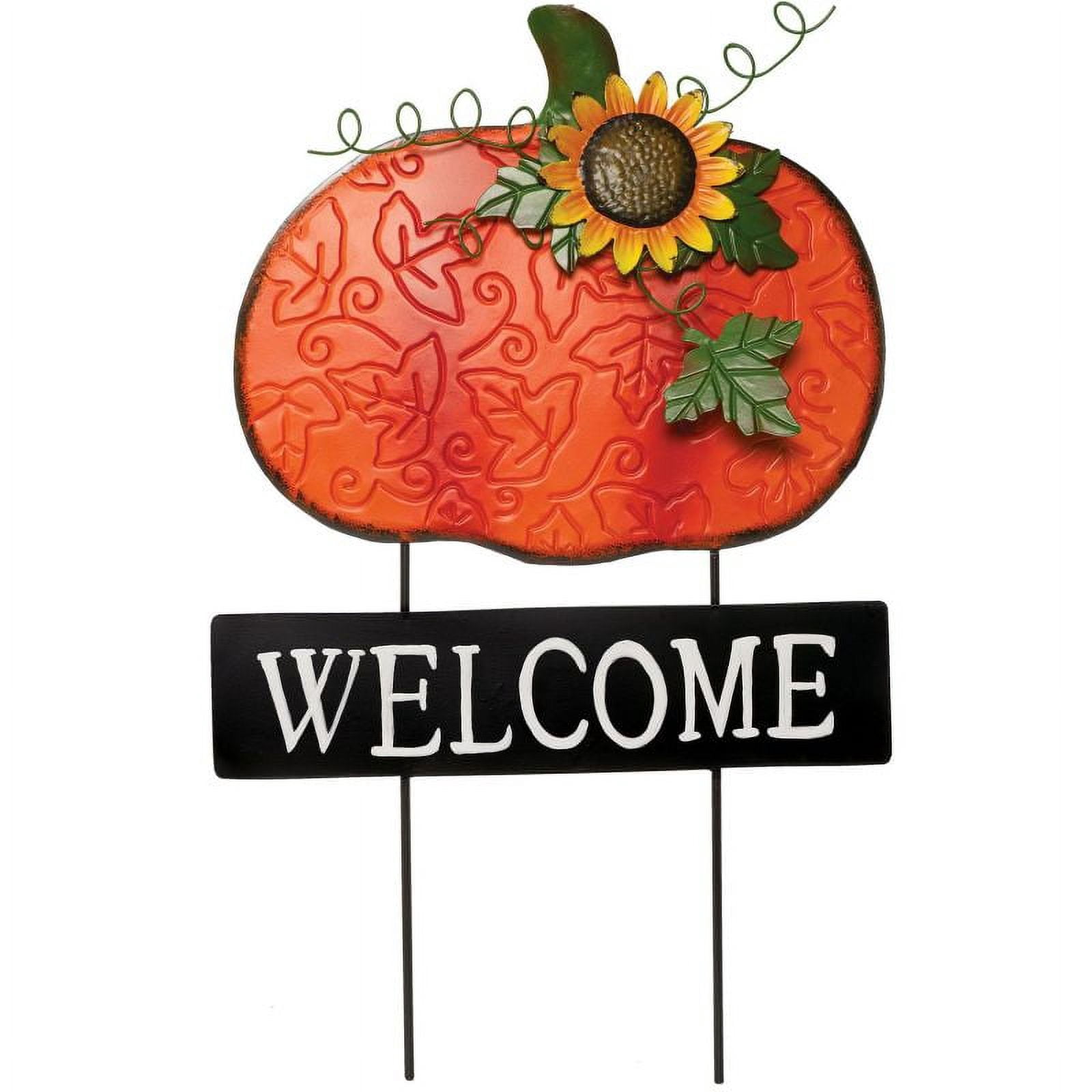 Welcome Pumpkin Shaped Stake Metal Yard Sign - Walmart.com