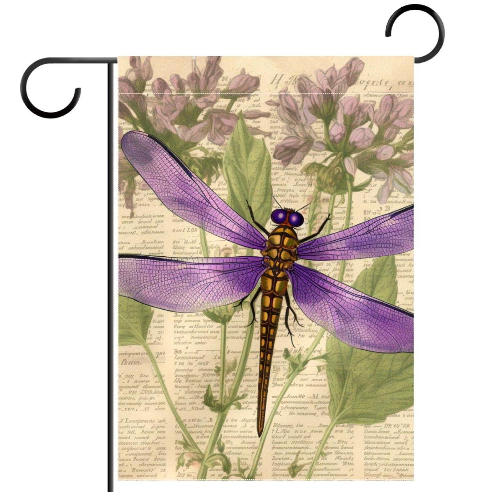 Welcome Purple Dragonfly Antique Wildflowers Floral Herbs Garden Flag ...