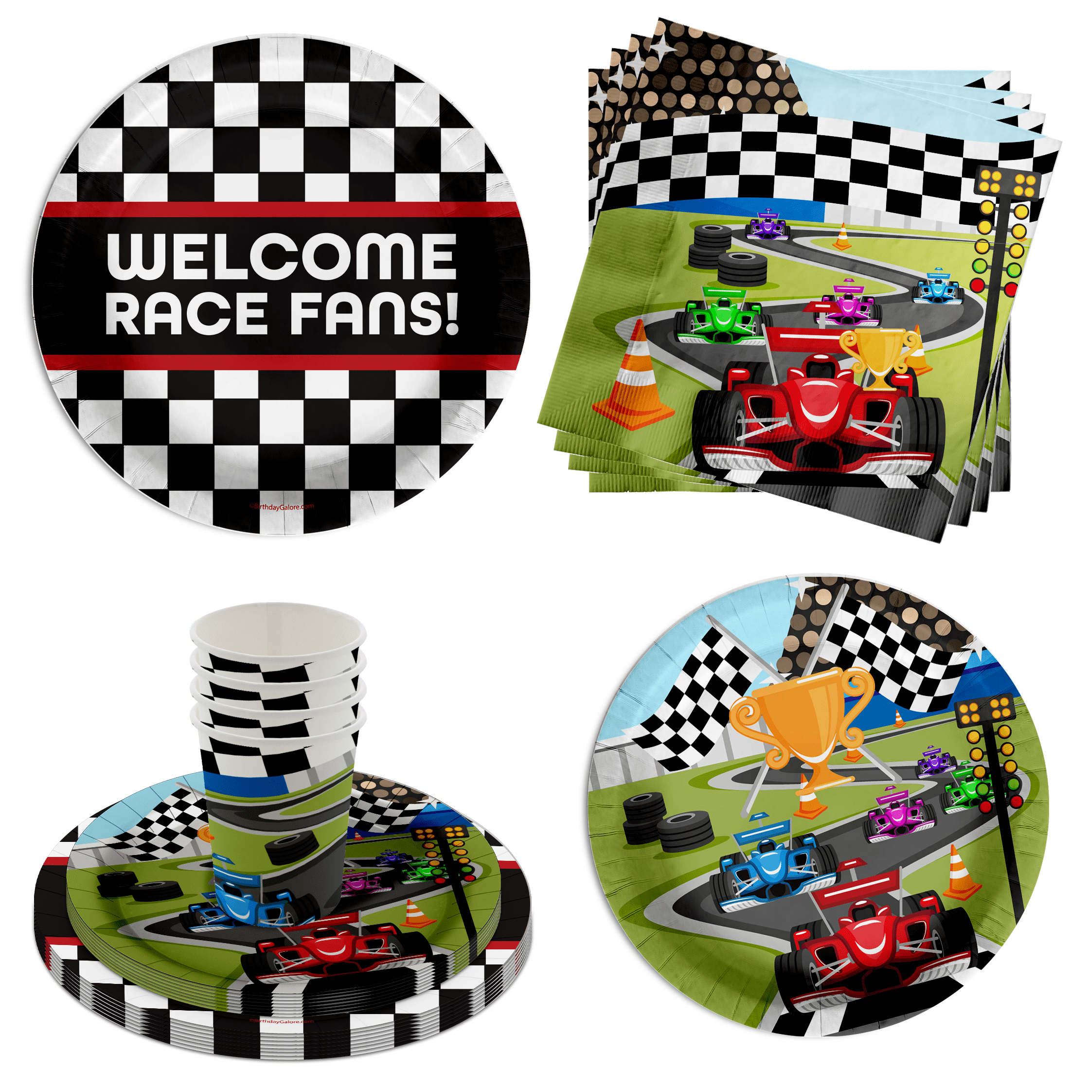 Welcome Race Fans Race Car Party Supplies - Race Car Checkered Flag ...