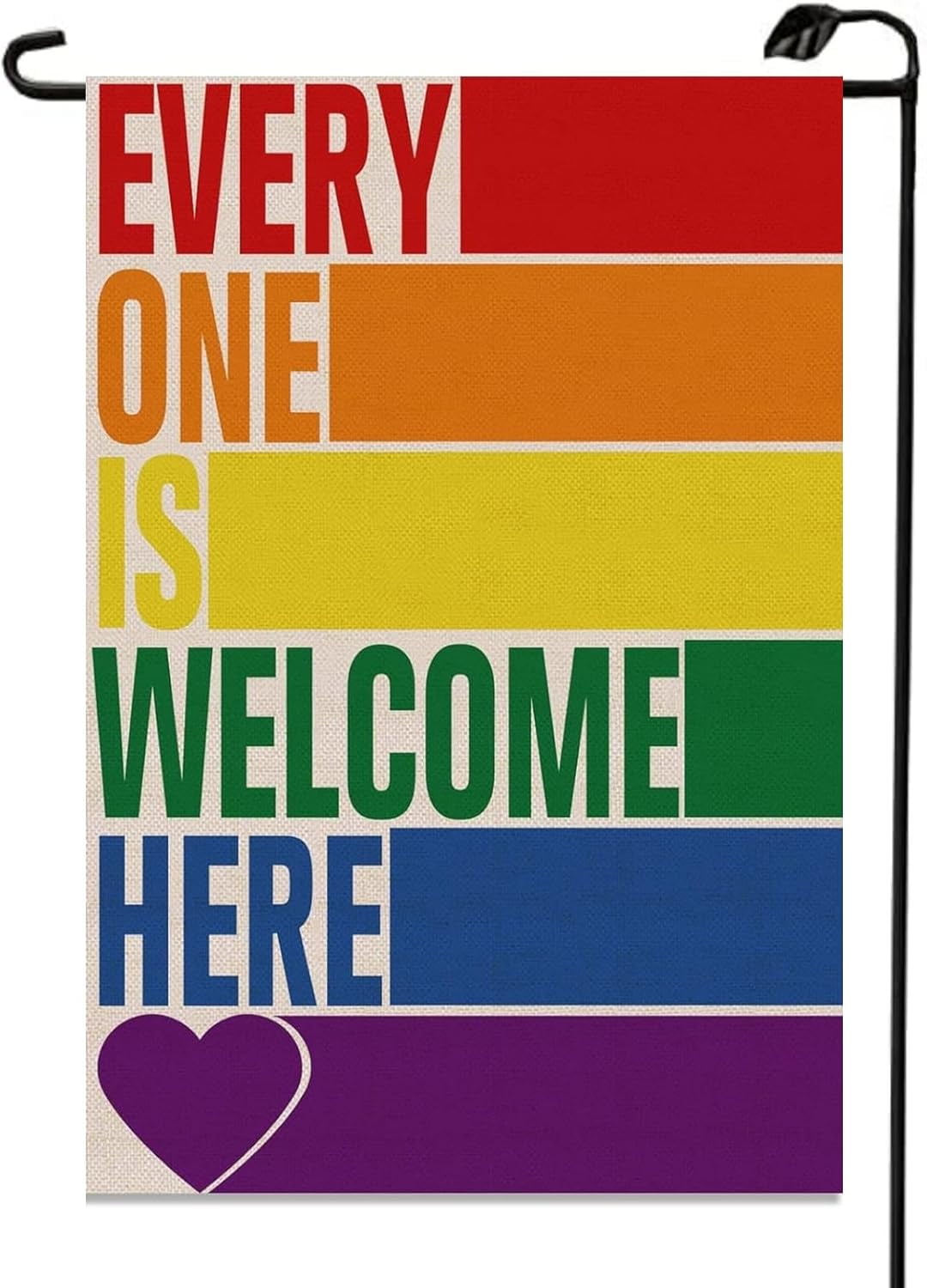 Welcome Rainbow LGBTQ Garden Flag 12x28 inch Double Sized Gay Lesbian ...